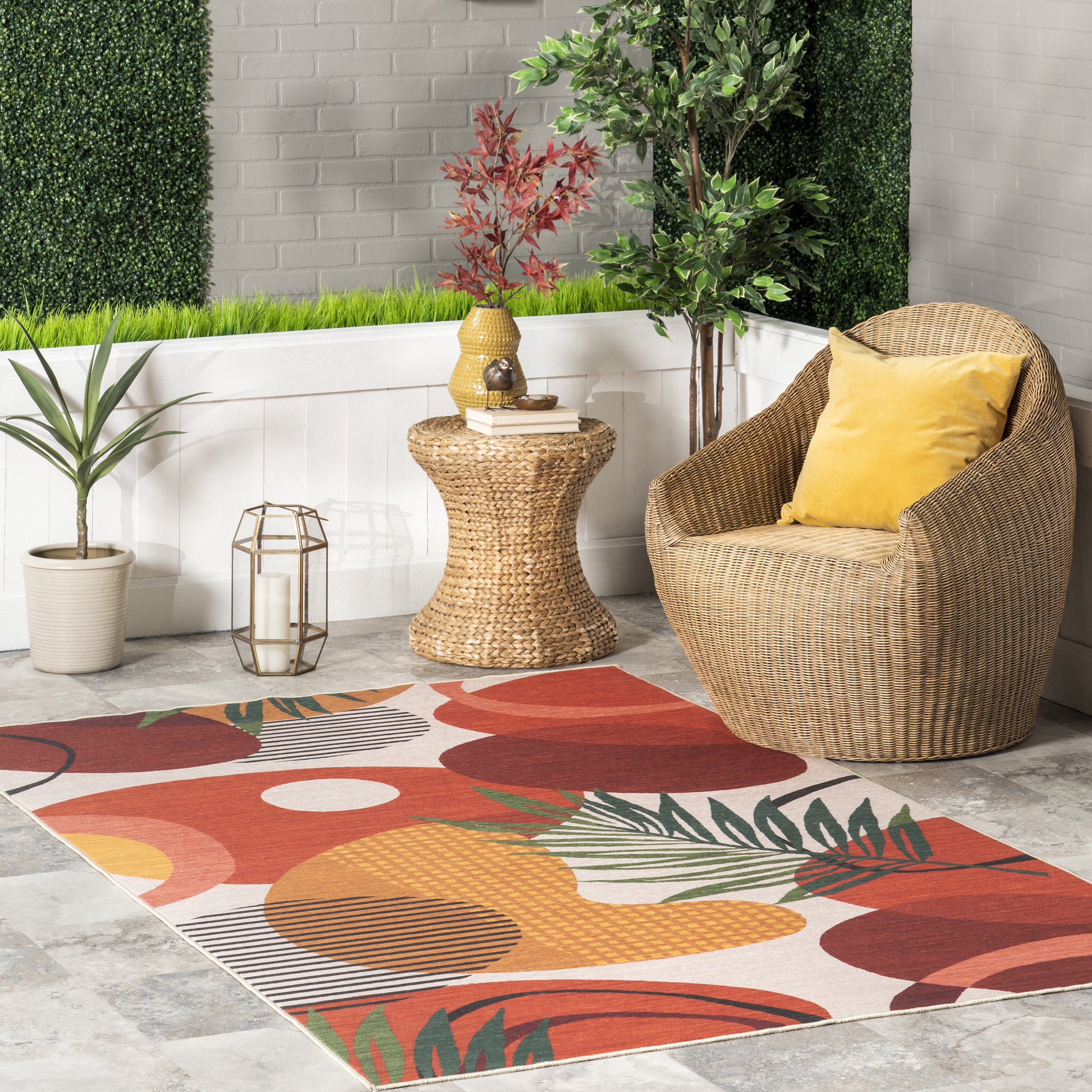 nuLOOM Terri Tropical Machine Washable Indoor/Outdoor Area Rug, 4' x 6 ...