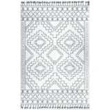 nuLOOM Vasiliki Moroccan Shag Tasseled Area Rug, 7' 10" x 10', White ...