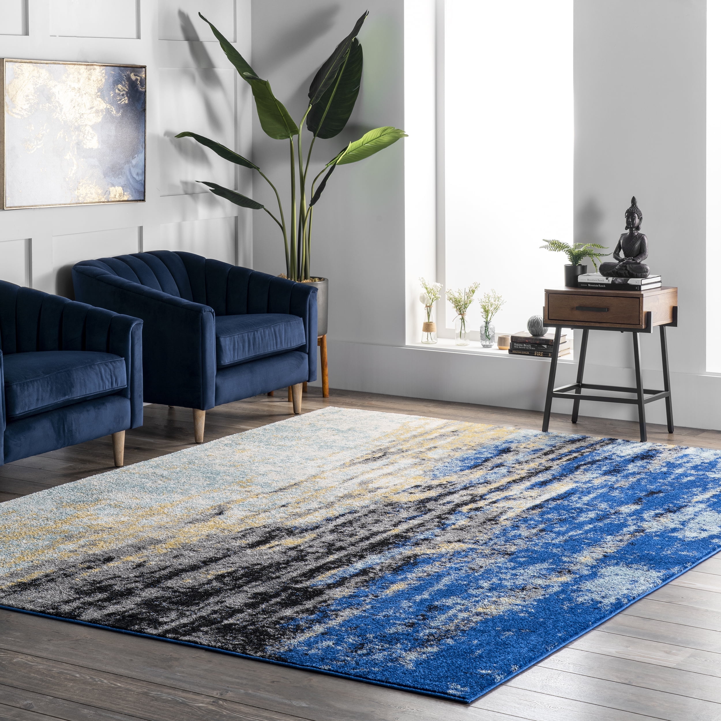 nuLOOM Waterfall Vintage Abstract Runner Rug, 2' x 6', Blue - Walmart.com