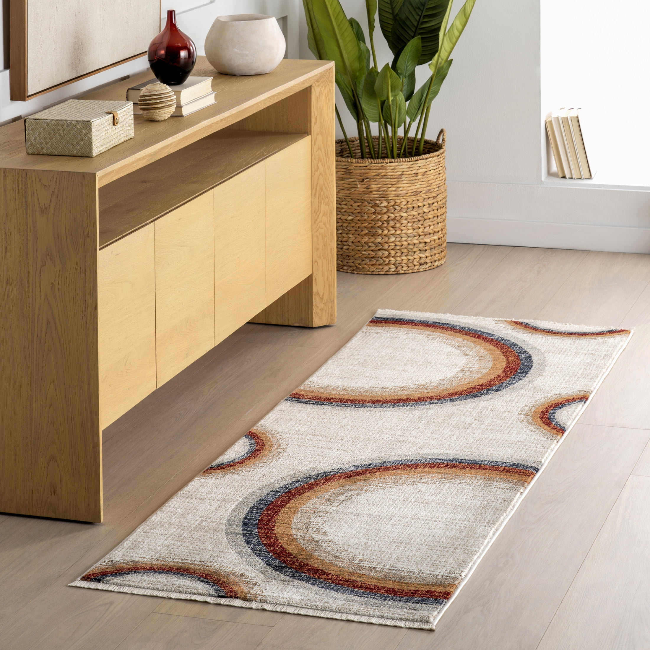 nuLOOM Waverley Distressed Circles Fringe Area Rug, 2' 8" x 8', Runner ...