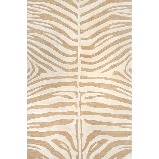 nuLOOM Zebra Hand Tufted Plush Wool Area Rug, 5' x 8', Tan - Walmart.com