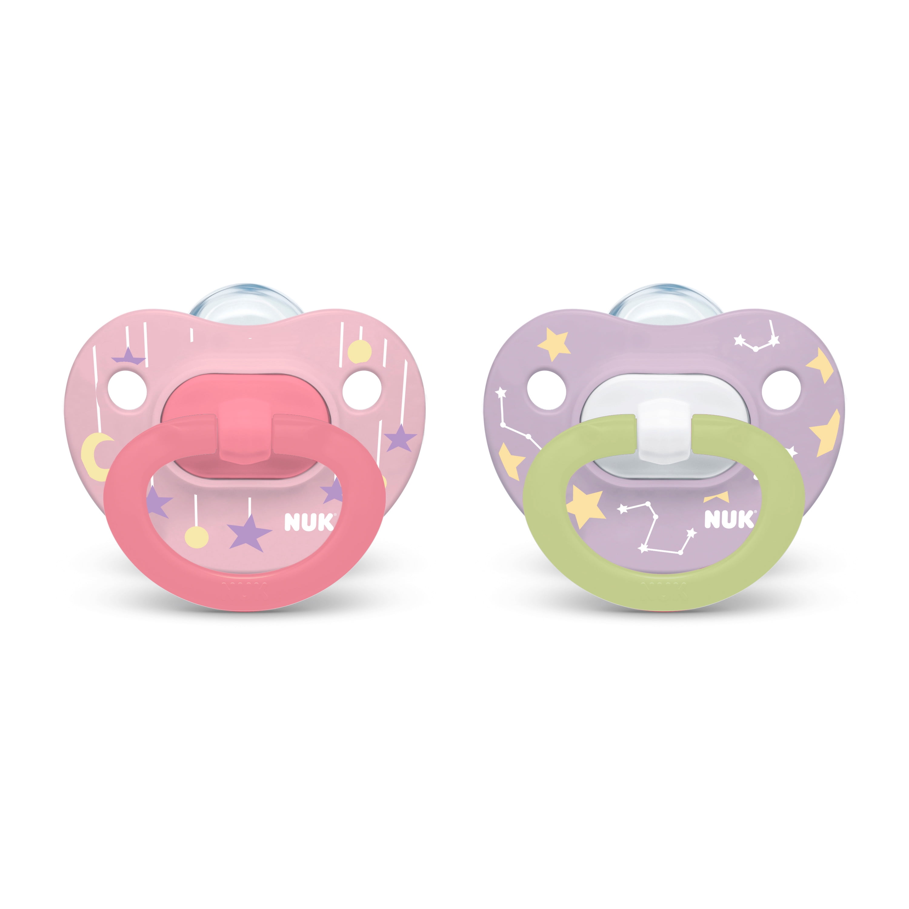 nuk glow-in-the-dark orthodontic pacifiers, zebra, 0-6 month (pack of 2 ...