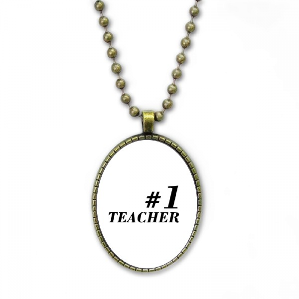 number.1 teacher student quote necklace vintage chain bead pendant ...