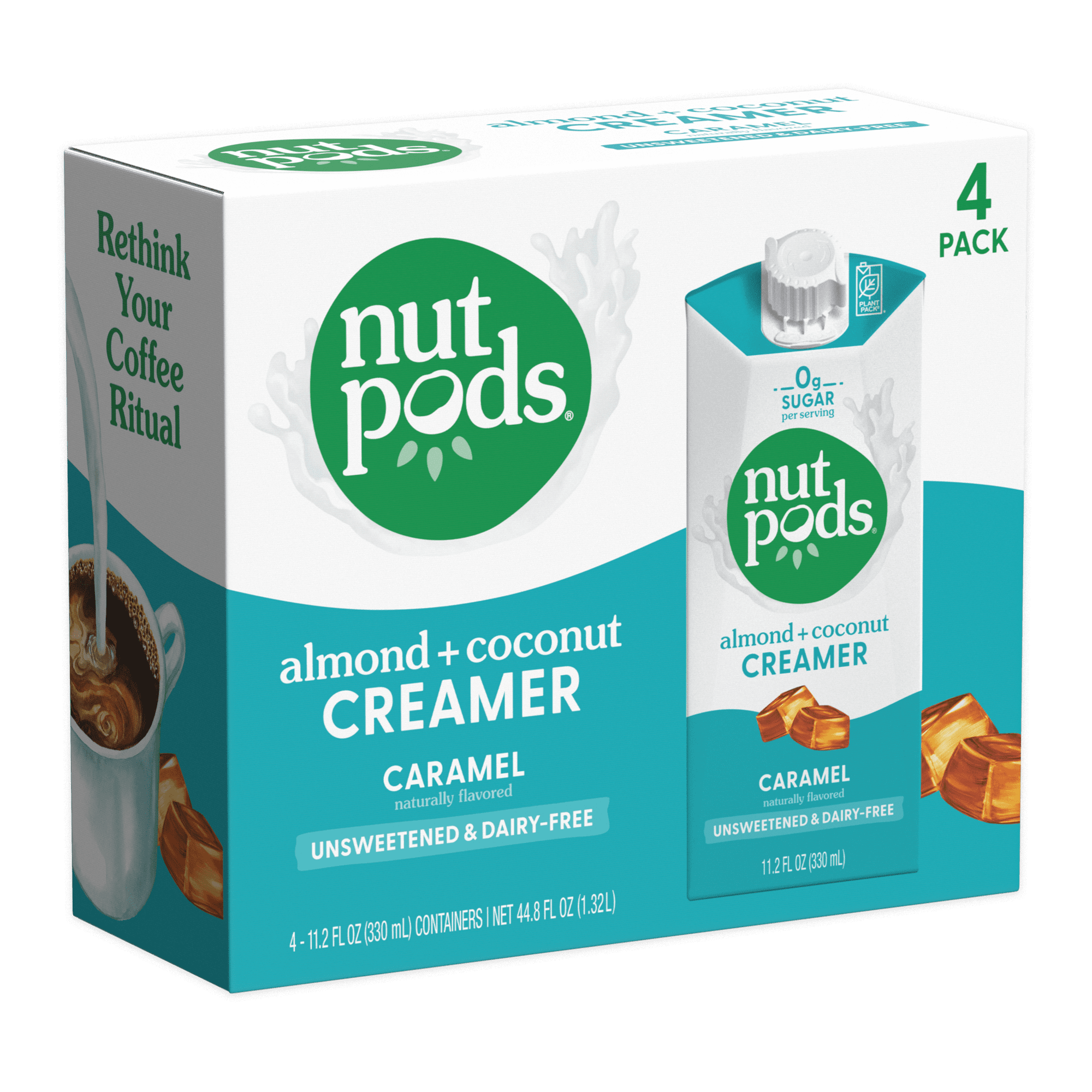 nutpods Caramel Unsweetened Dairy-Free Coffee Creamer 11.2oz 4-pack ...