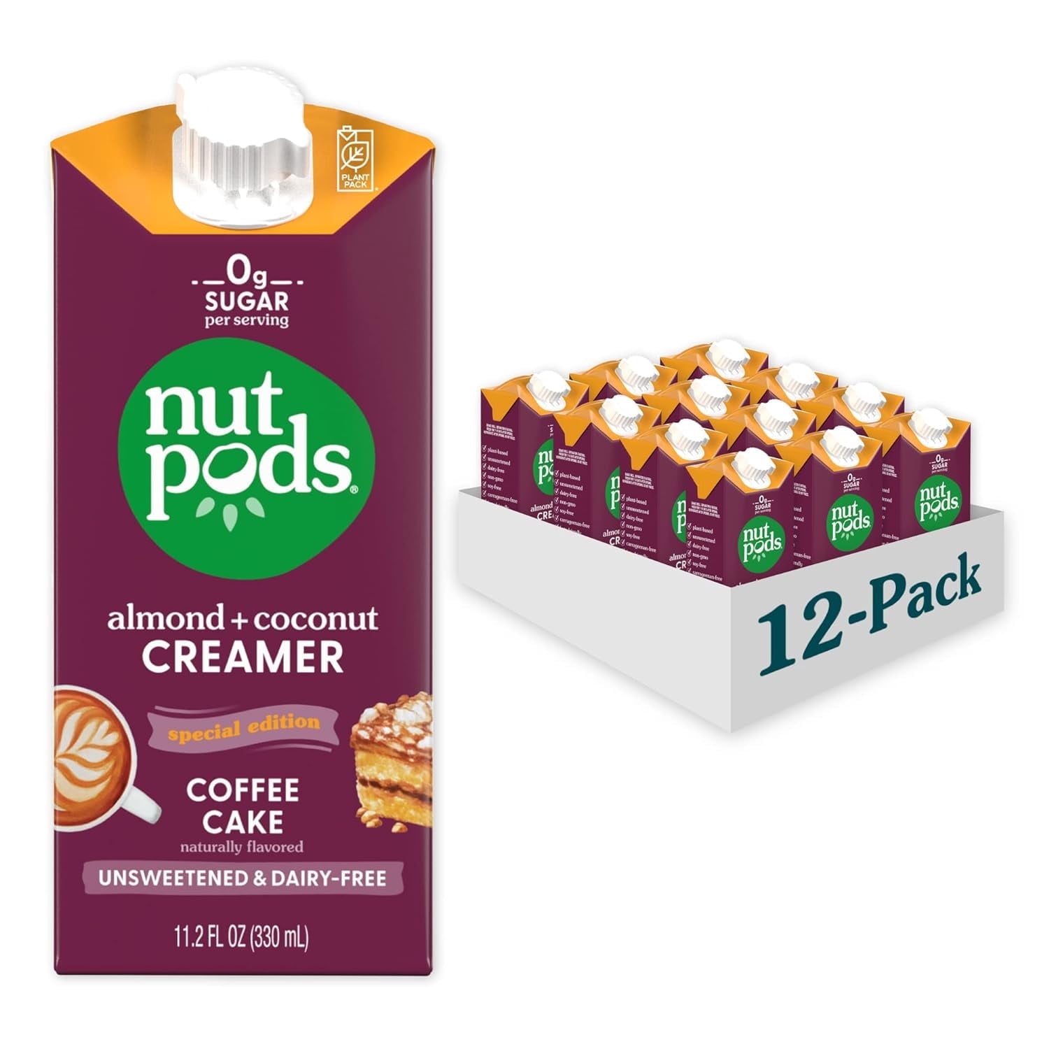 nutpods Coffee Cake Unsweetened Dairy-Free Coffee Creamer 11.2oz, 12 ...