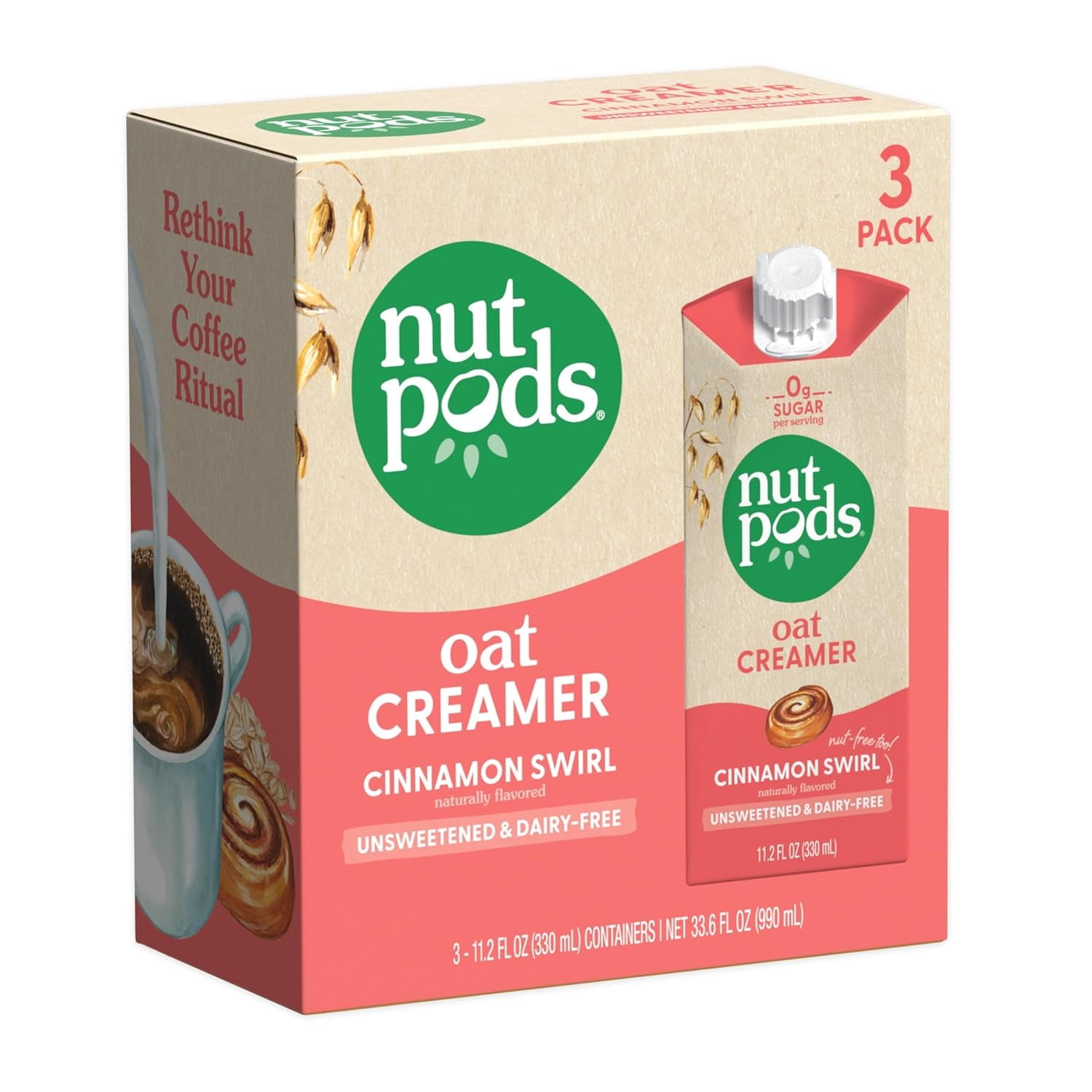 nutpods Oat Cinnamon Swirl 3-Pack, Unsweetened, Dairy-Free, Nut-Free ...
