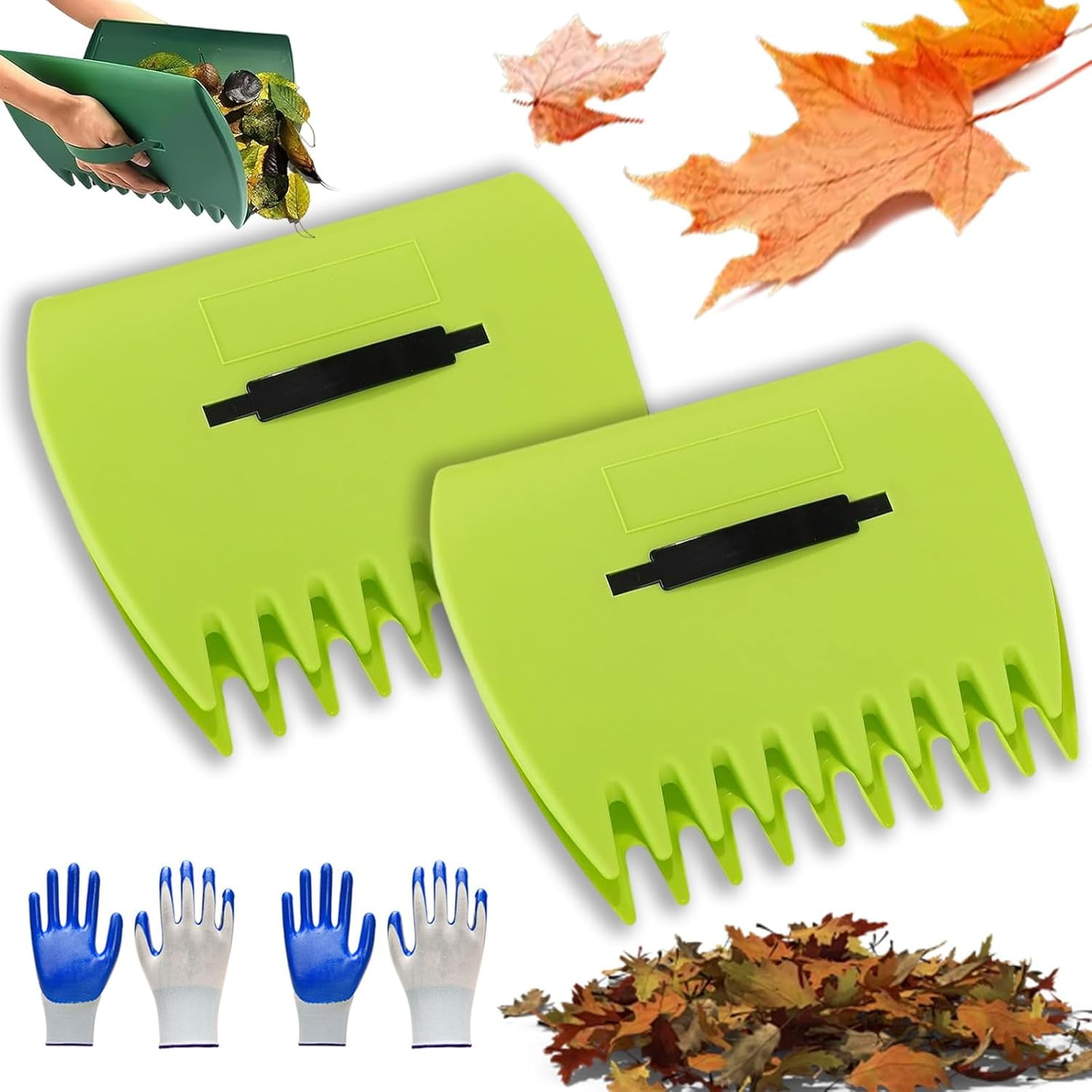 nuyezo 3-in-1 Ergonomic Pickup Rake,Leaf Scoop Fast Lawn Remove Fallen ...