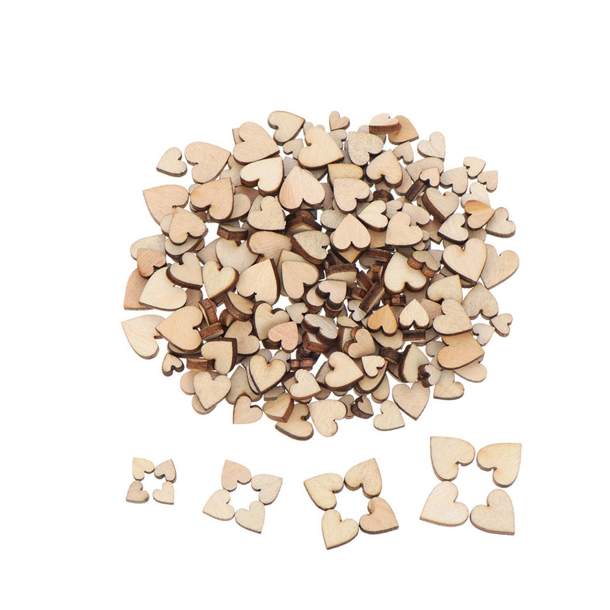 nvzhuang 200Pcs Wooden Hearts for Crafts Wooden Hearts for Wedding ...