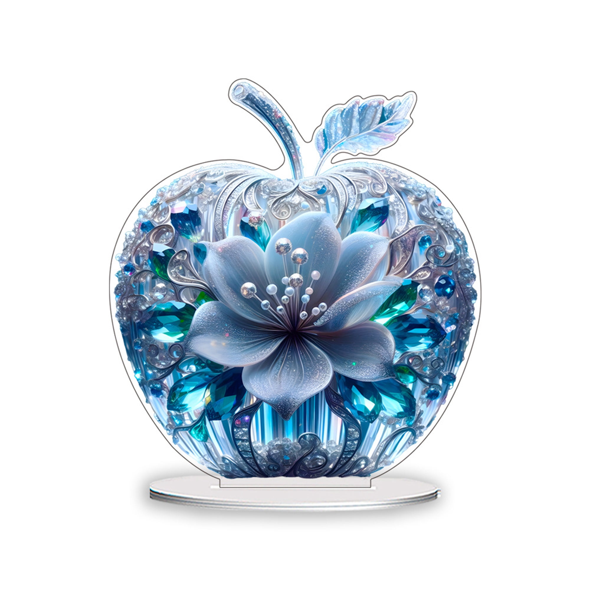 nvzhuang 2D Apple Acrylic Sign Figurines Floral Tree Print Art ...