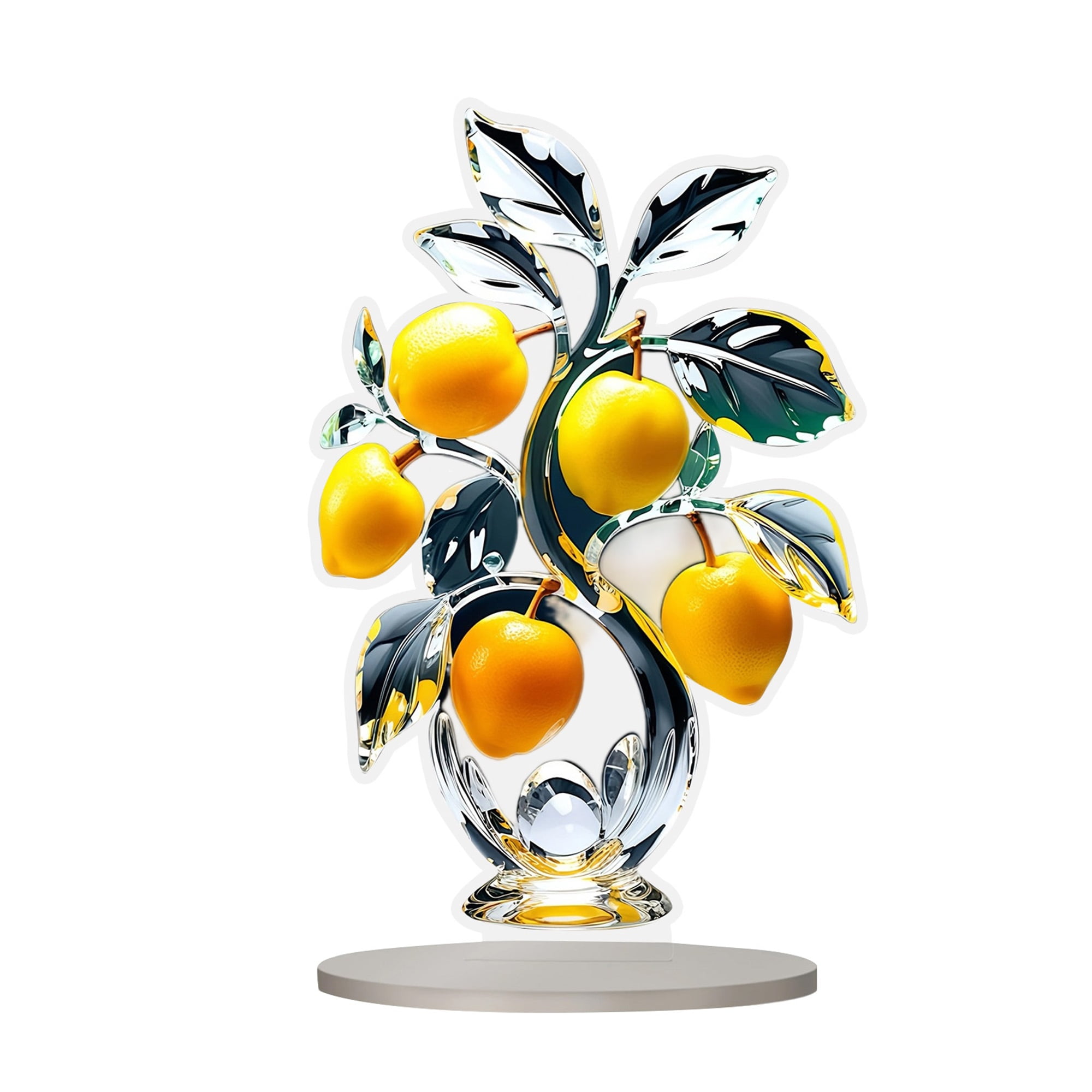 nvzhuang 2D Flat Lemon Tree Figurines Tabletop Acrylic Cute Desk Statue ...