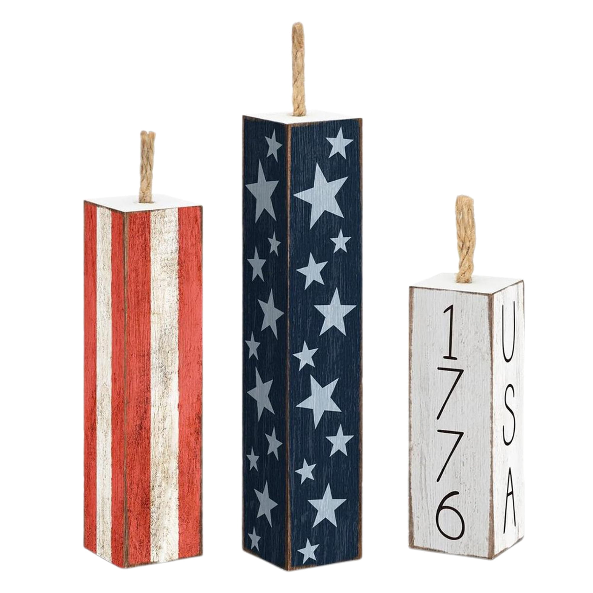 nvzhuang 3Pcs 4th of July Desktop Ornaments Creative Stripes, Stars and ...