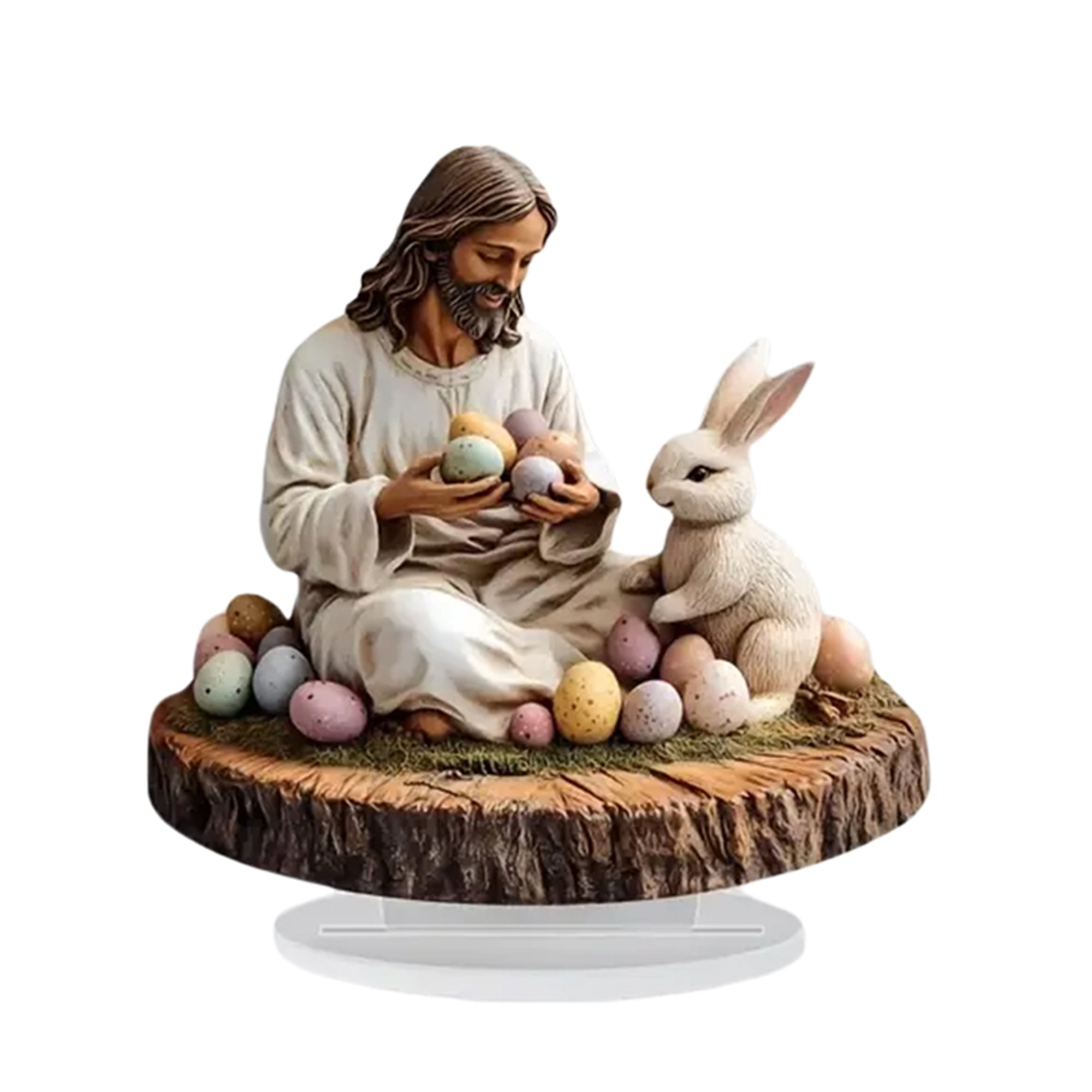 nvzhuang Easter Desk Decorations Cute Bunny Jesus Table Sign Flat ...