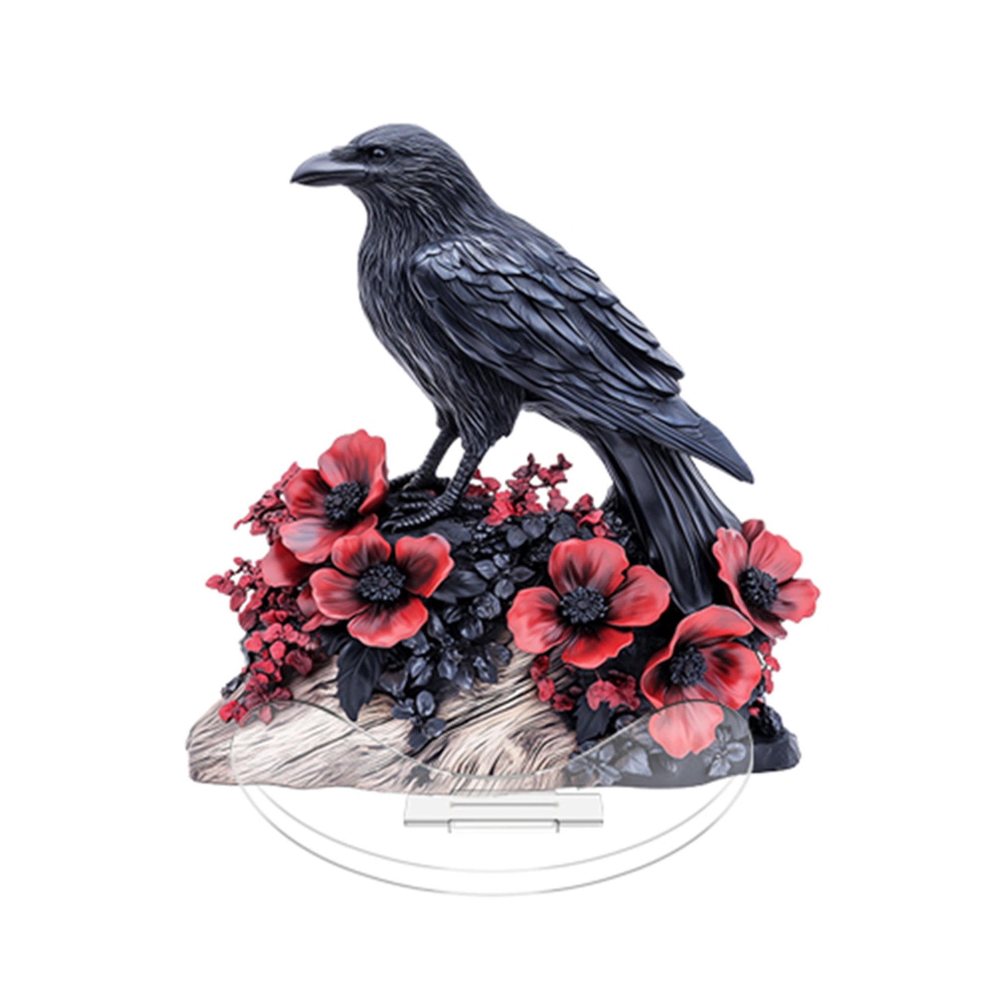 nvzhuang Halloween Desktop Ornaments 2D Acrylic Crow and Flowers ...