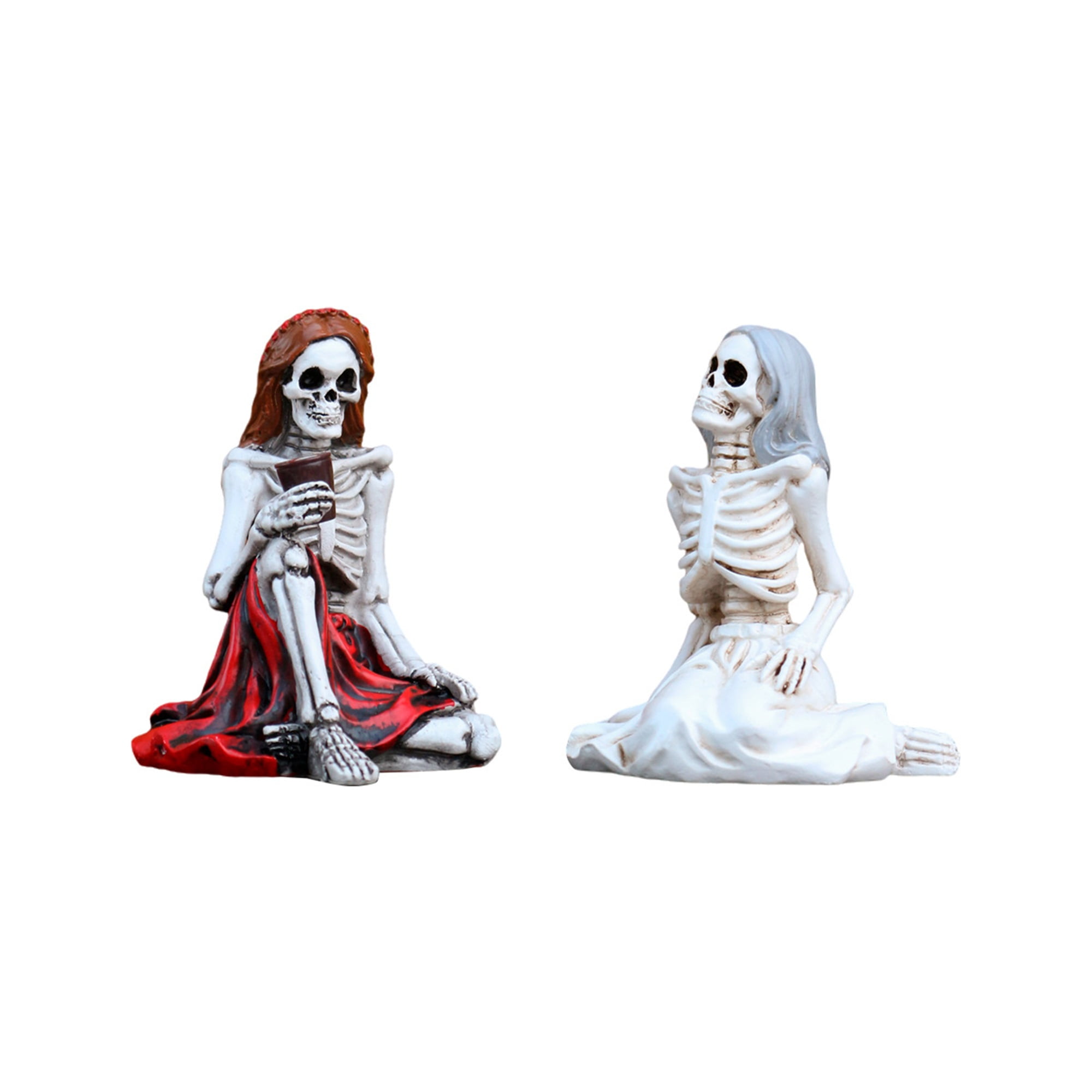 nvzhuang Halloween Resin Figurines Spooky Female Skeleton Statues Table Centerpieces for Home ...