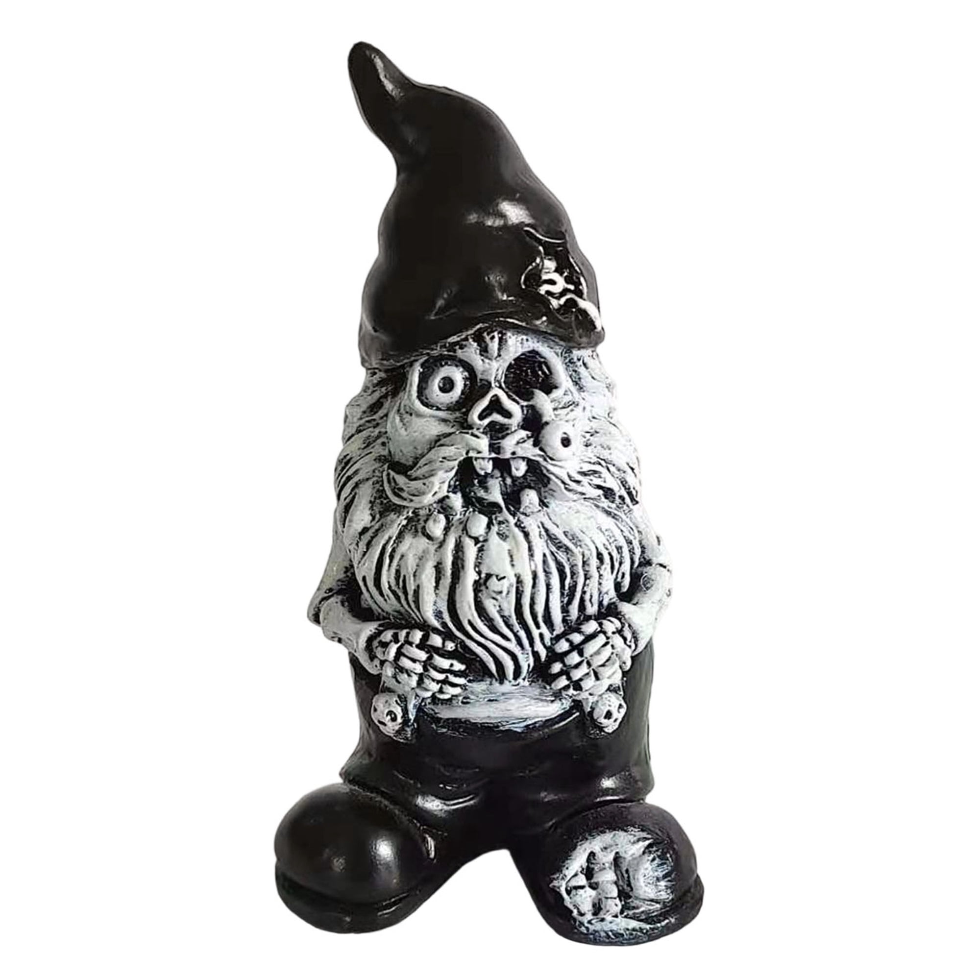 nvzhuang Halloween Resin Gnome Standing Gothic Black Skull Face Doll ...