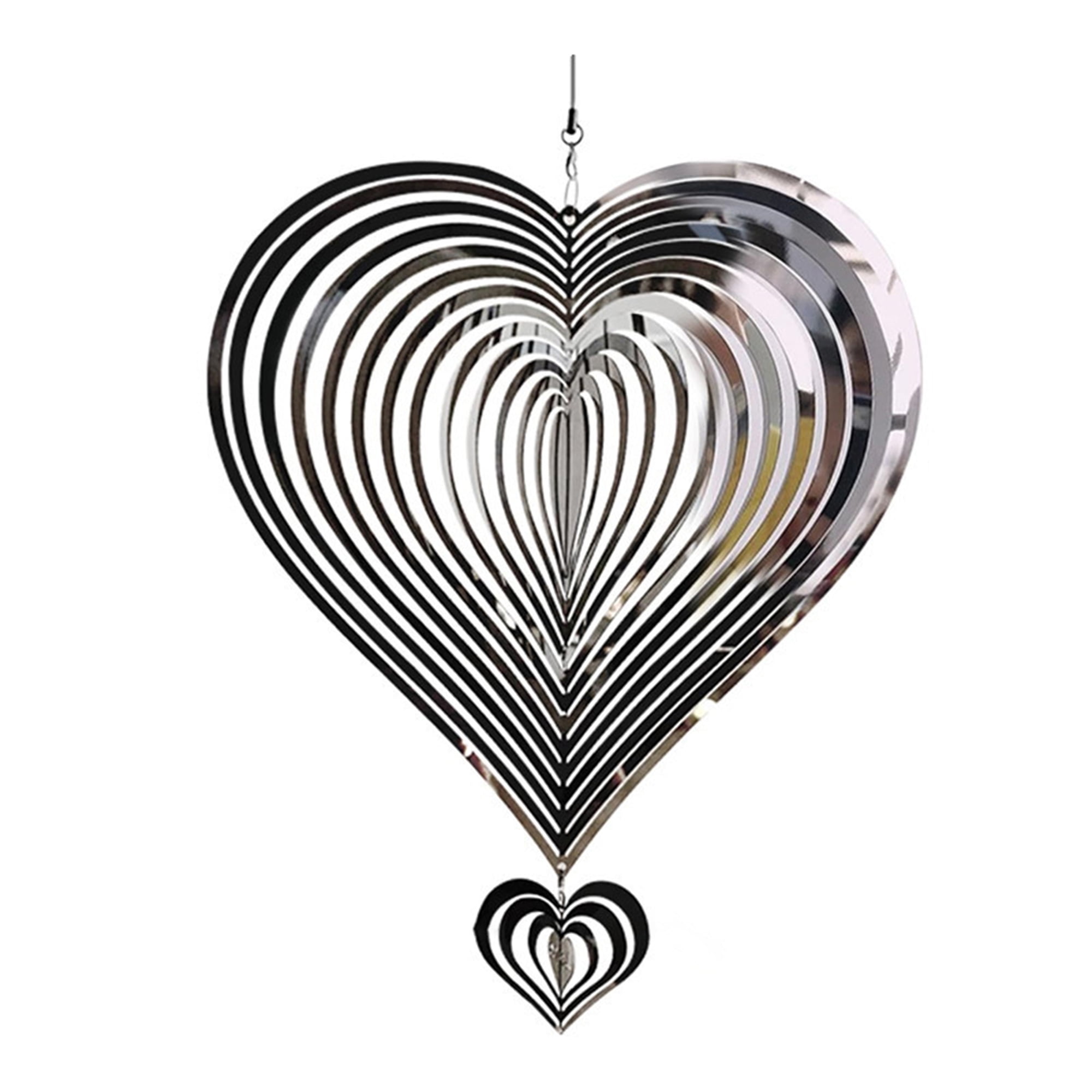 nvzhuang Hanging Heart Wind Spinner Romantic 3D Outdoor Yard Windmill ...