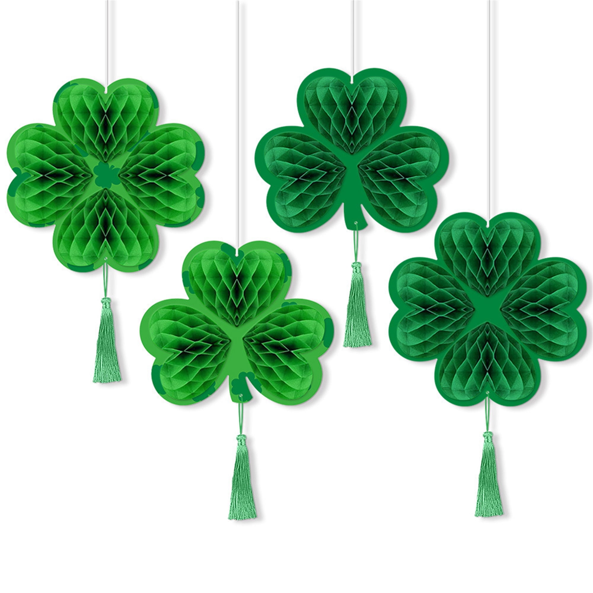 nvzhuang Paper Cubic Structure Shamrock Hanging Irish Clovers with ...