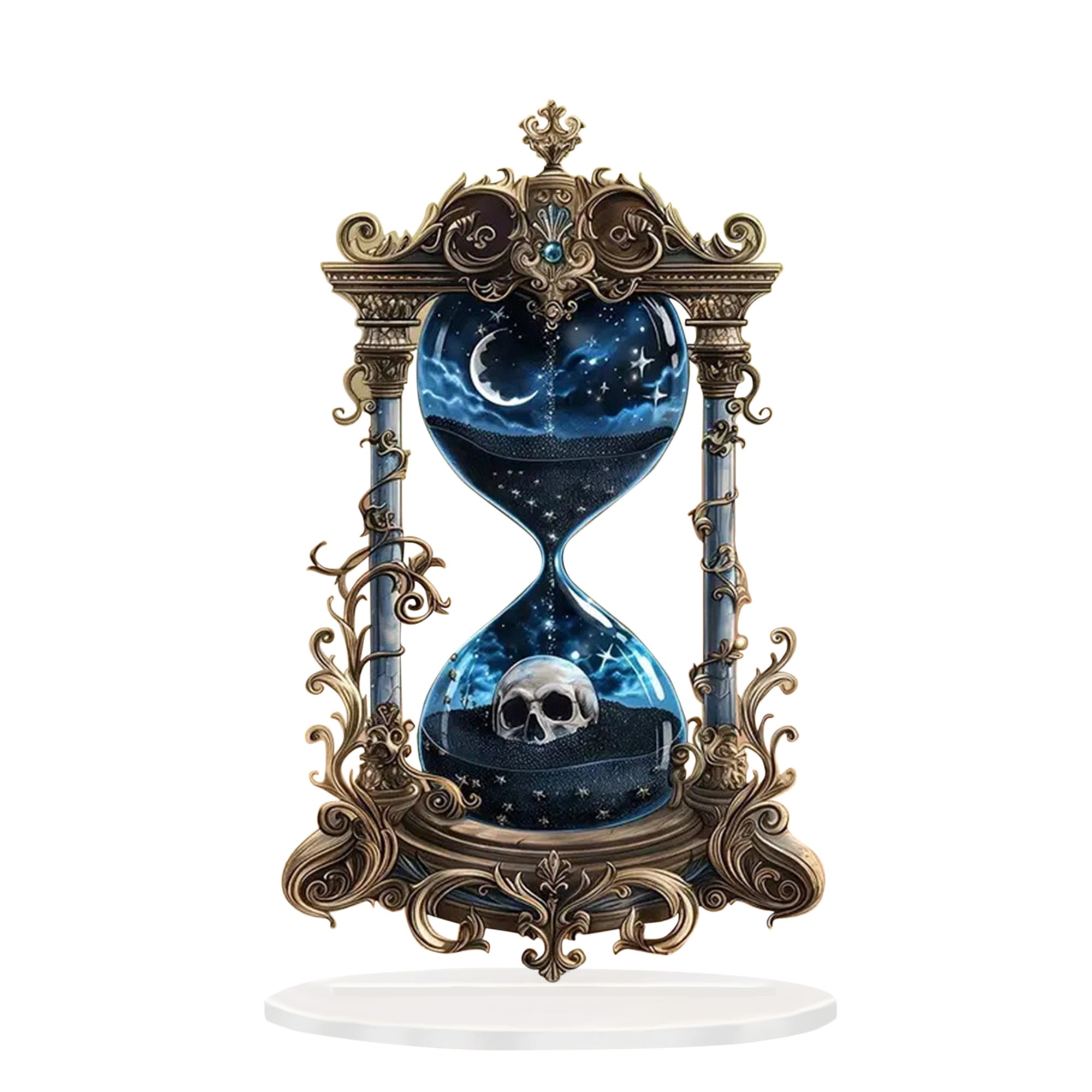 nvzhuang Sand Timer Table Decorations Gothic Skull in Hourglass Sign 2D ...