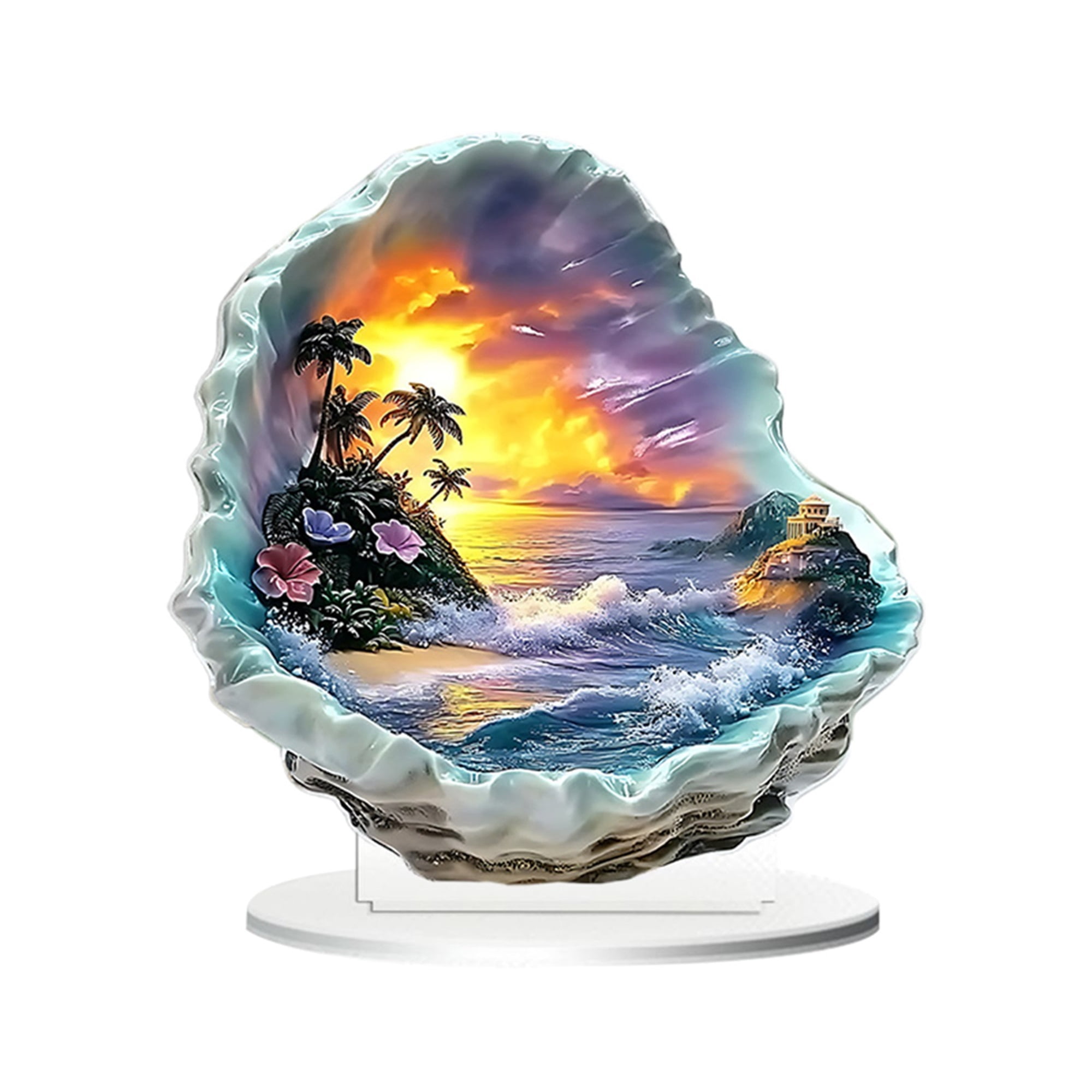 nvzhuang Seashell Desk Decor Ocean Theme Acrylic Flat Ornaments ...