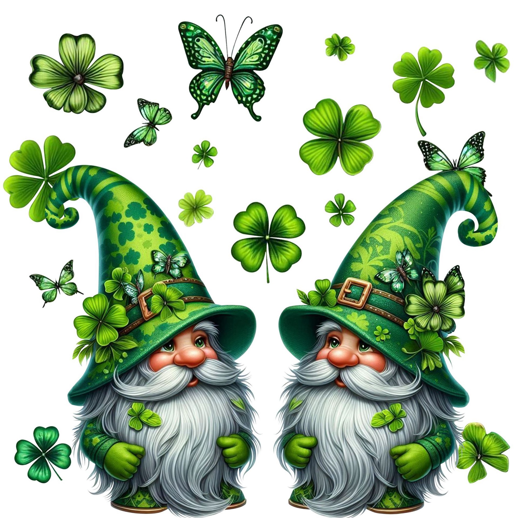 nvzhuang Spring Irish Window Clings Cute Gnome Four Leaf Clover Window ...