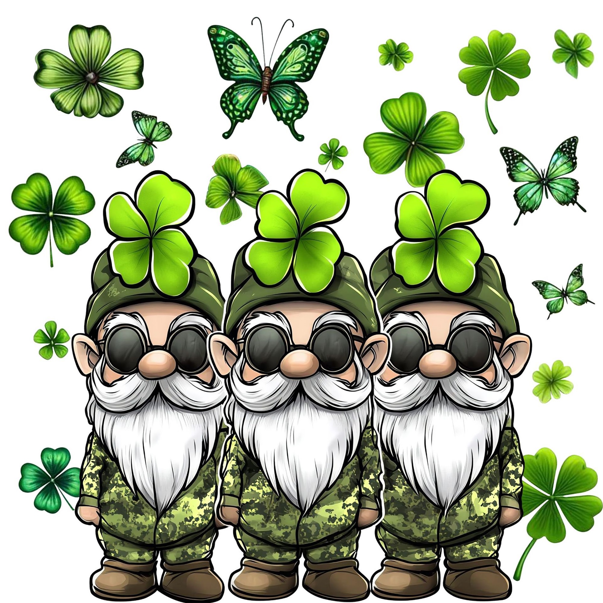 nvzhuang Spring Irish Window Clings Cute Gnome Four Leaf Clover Window ...
