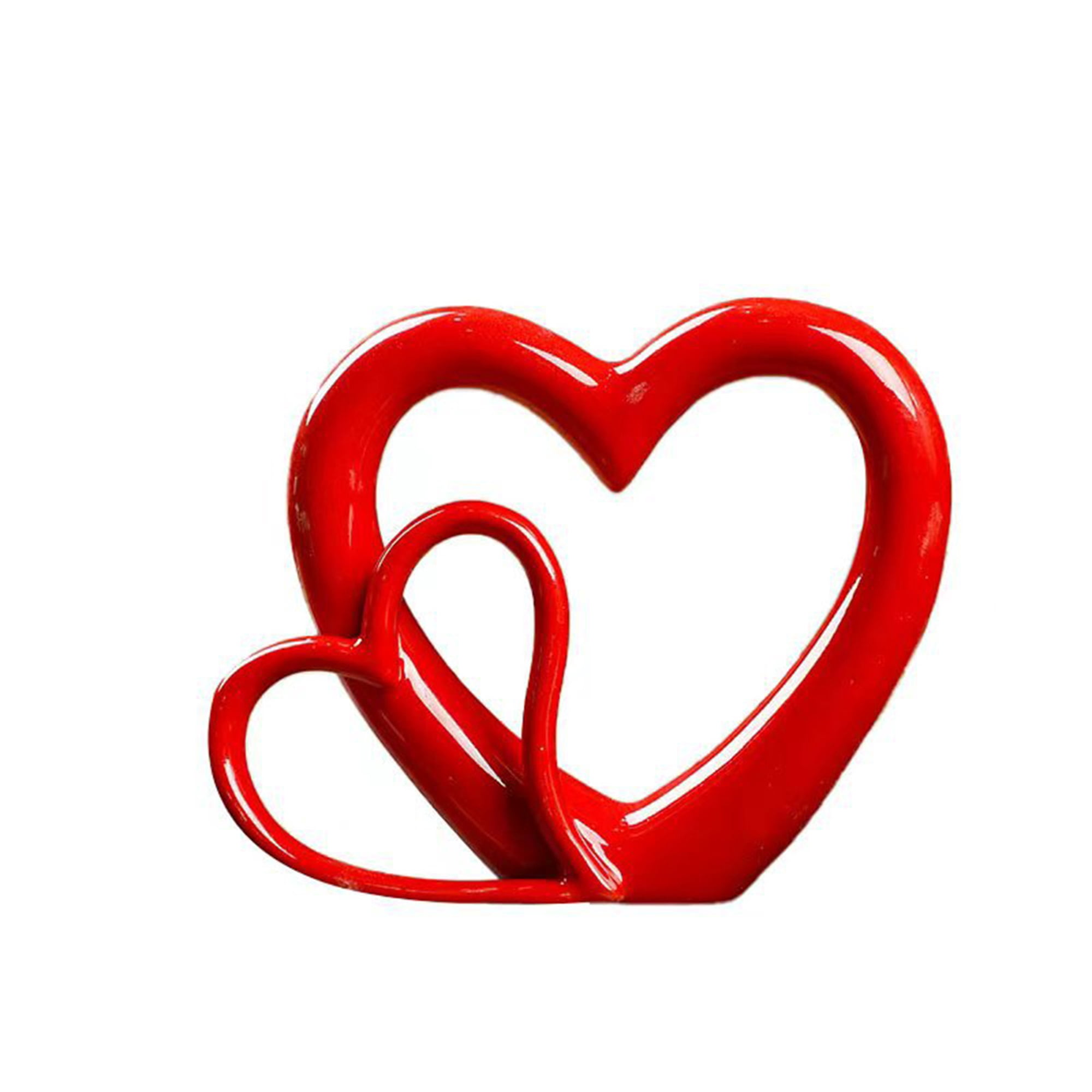 nvzhuang Valentines Day Table Decorations Romantic Ceramic Double Heart ...