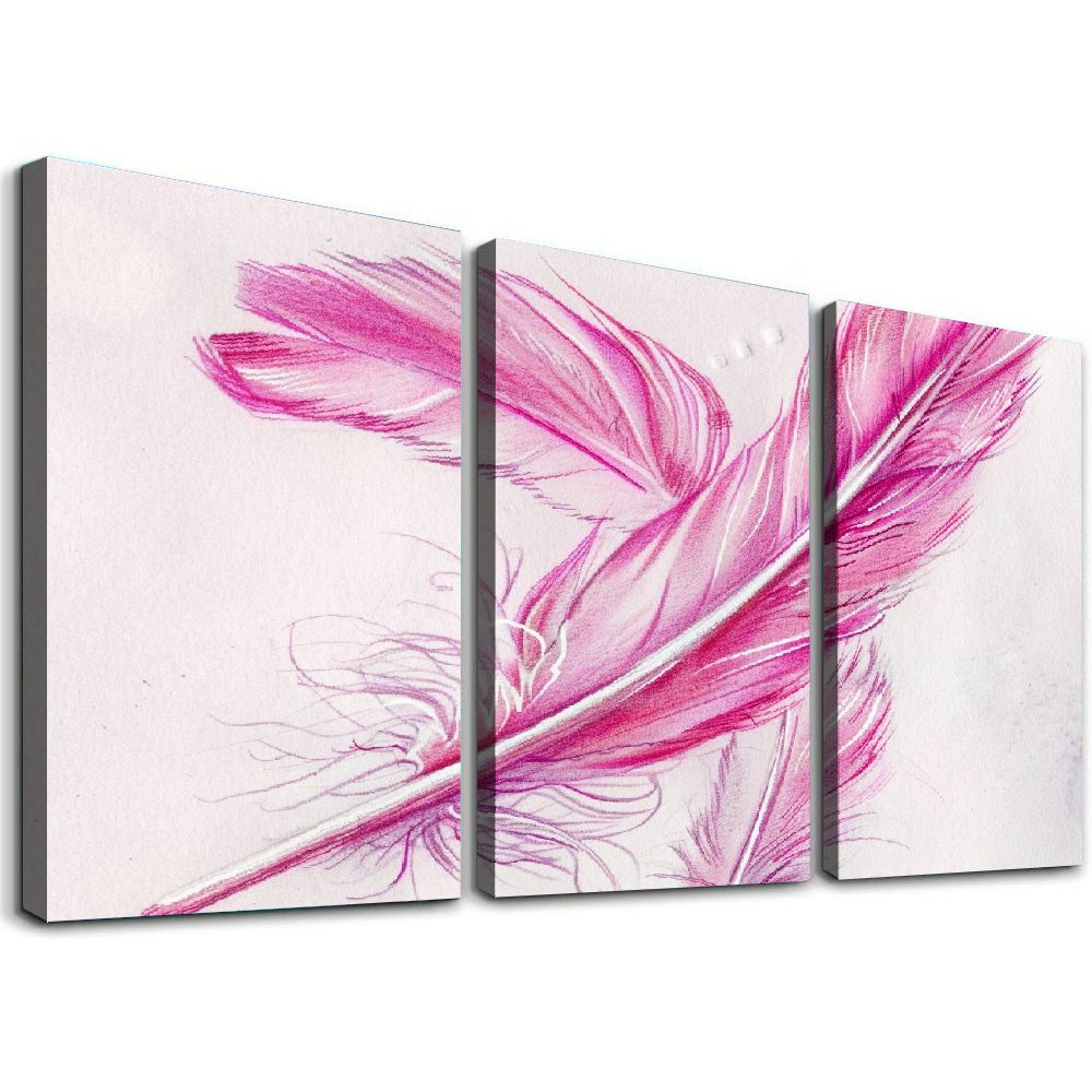 nygtbtfer 3 Panel Canvas Wall Art - Triptych Series | Floral Pink ...