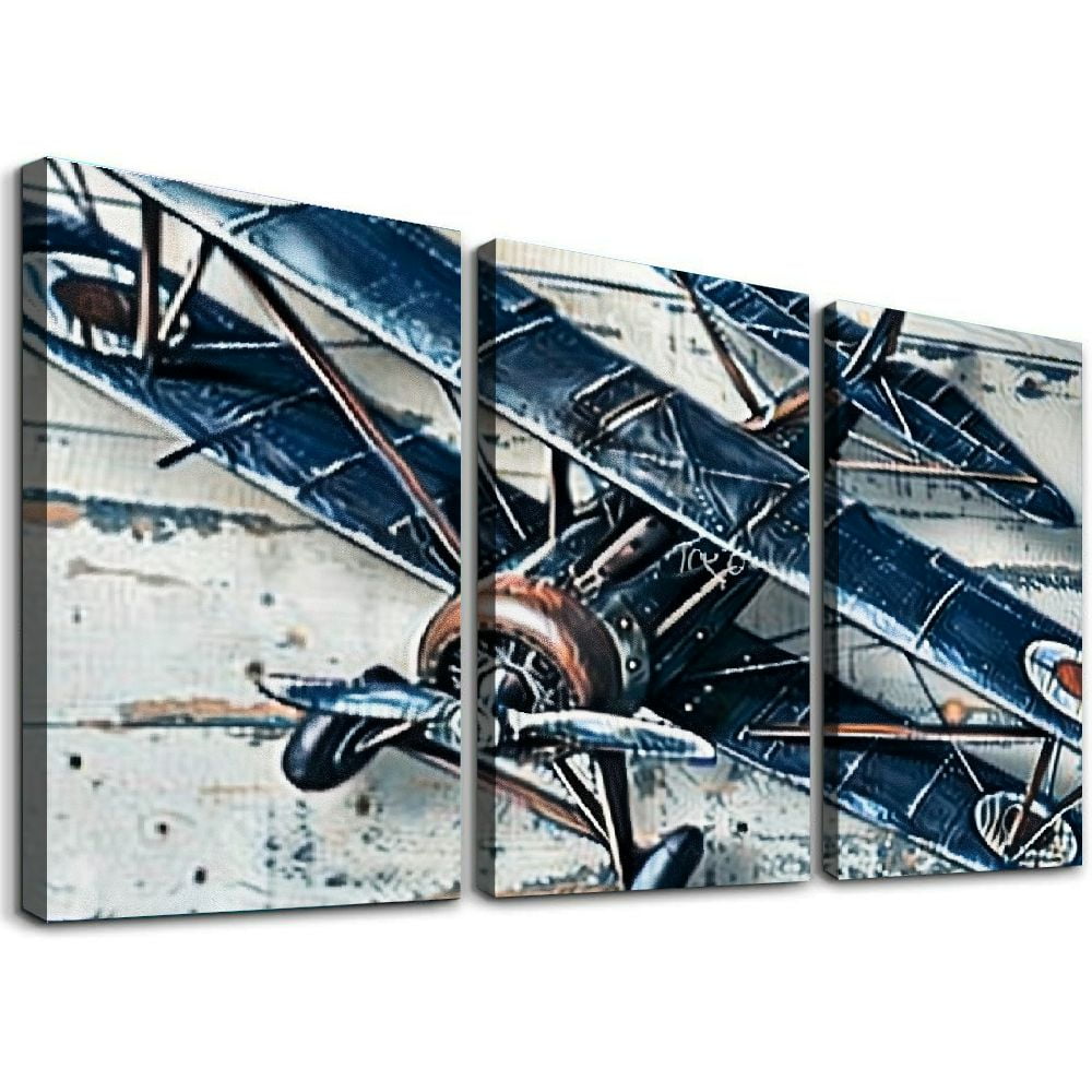 nygtbtfer Airplane Canvas Picture Wall Art Propeller Plane Helicopter ...