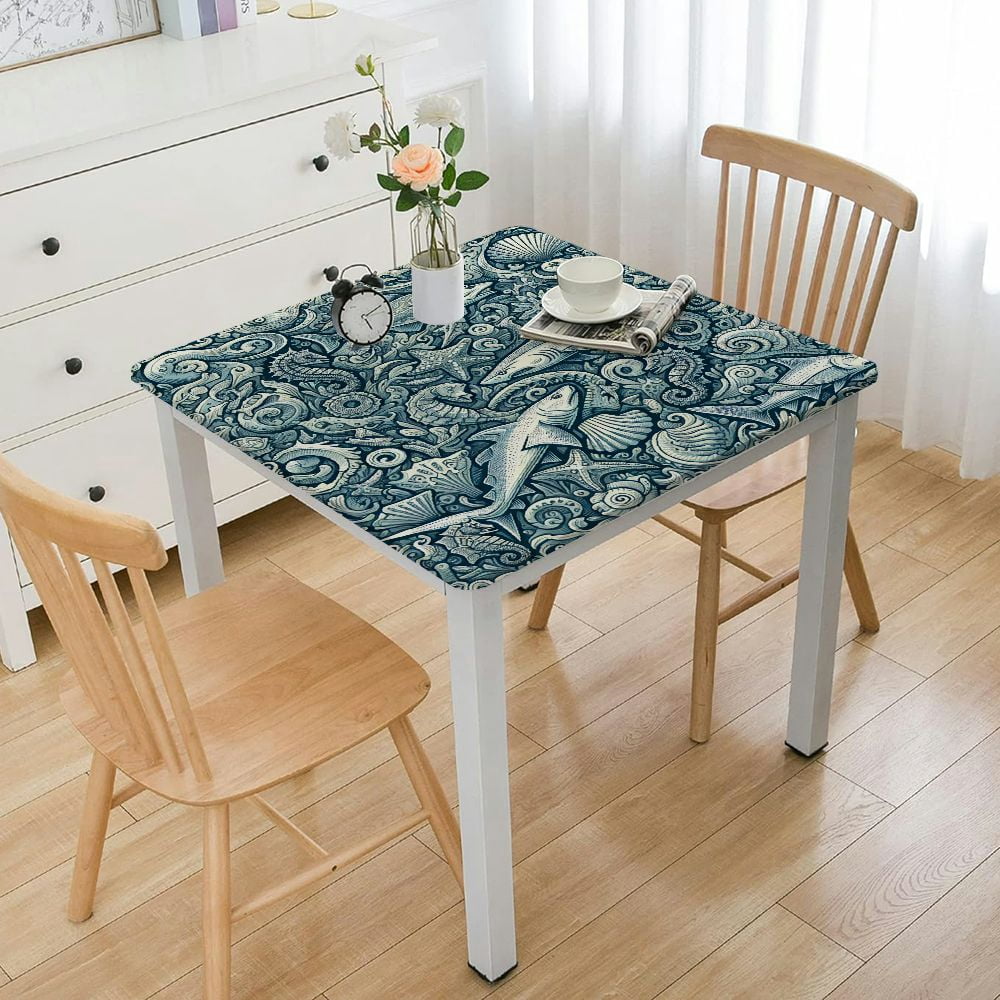 nygtbtfer Anchor Decor Tablecloth for Side Table, Turtle Dolphin ...
