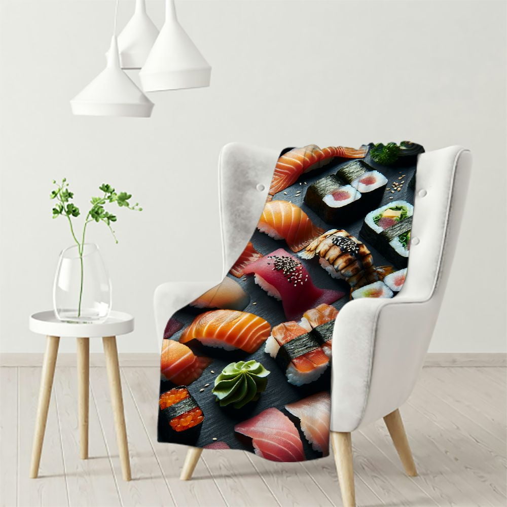nygtbtfer Assorted Sushi Pattern for Sofa Food Throw for Sushi Lovers ...