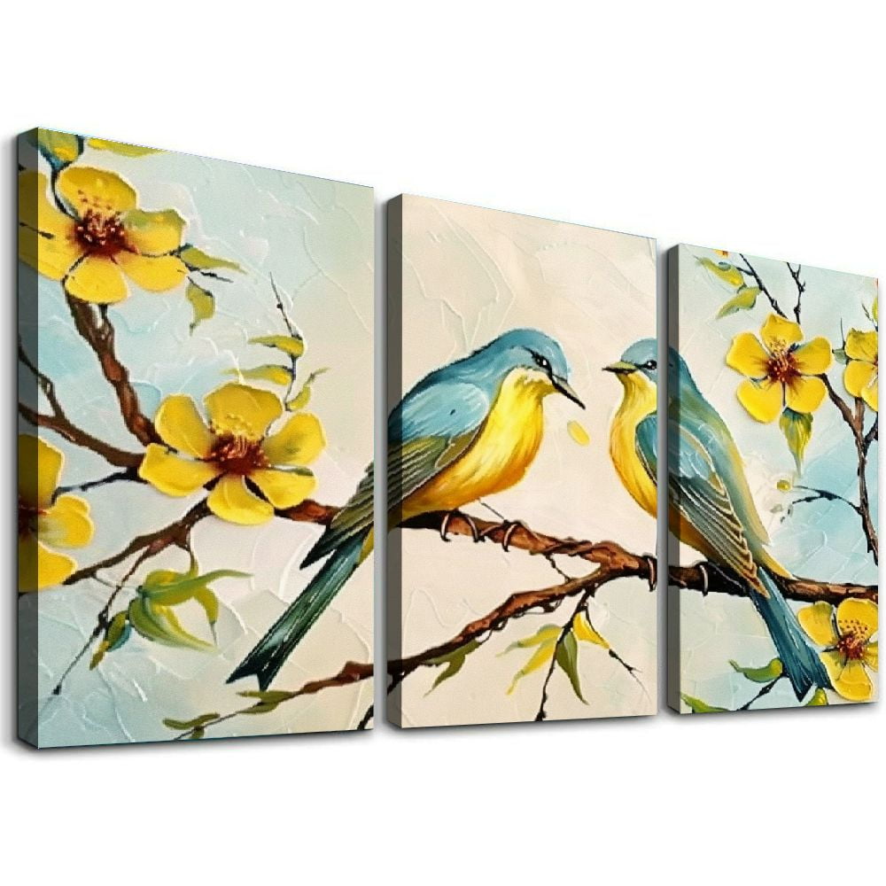 nygtbtfer Birds Canvas Wall Art Animal Birds on Tree Branch Picture ...