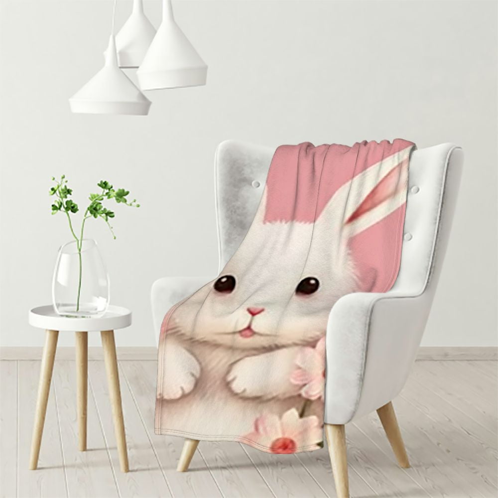 nygtbtfer Bunny Blanket Flower Personalized Blanket with Name Soft ...