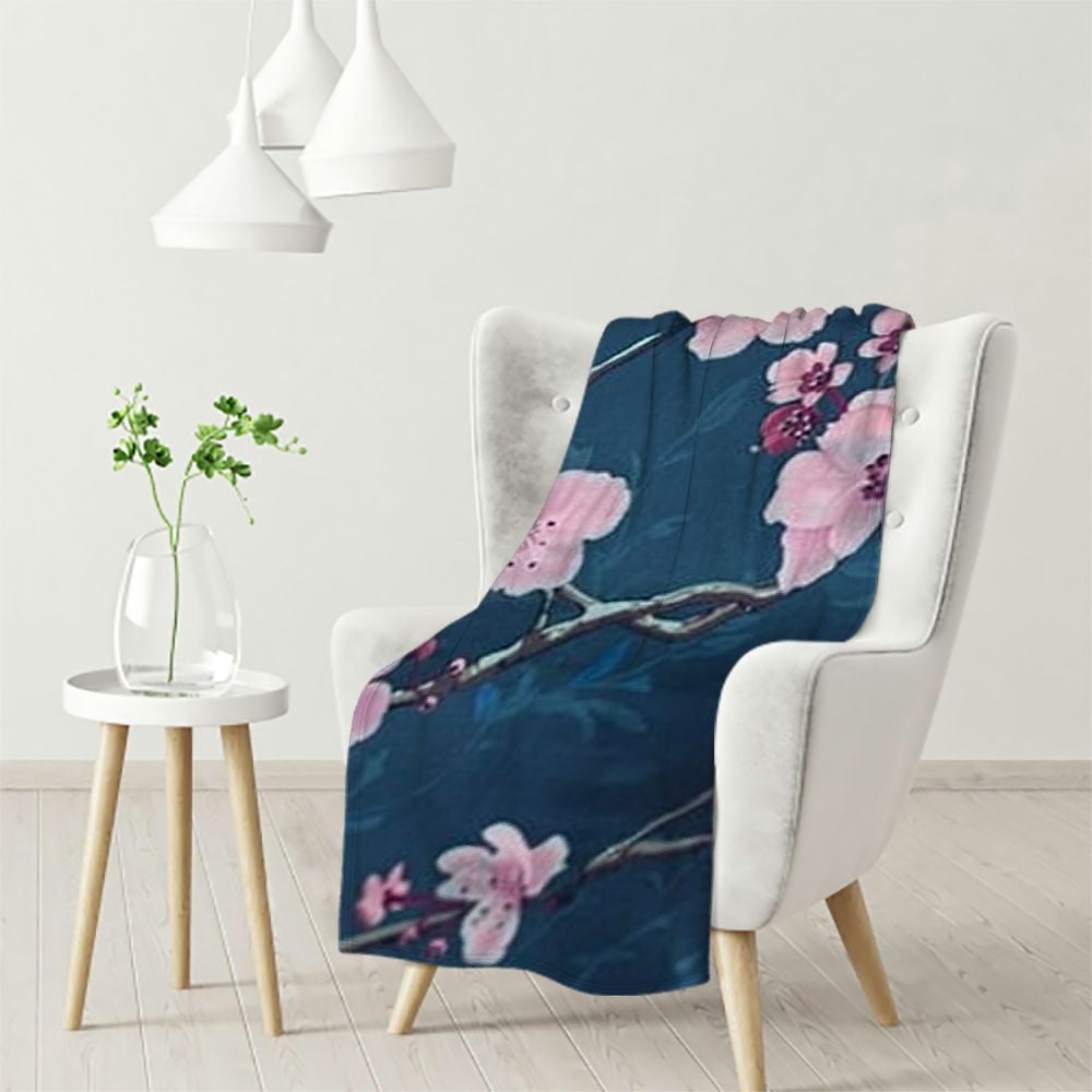 nygtbtfer Cherry Blossom Throw Blanket Japanese Cherry Flannel Blanket ...