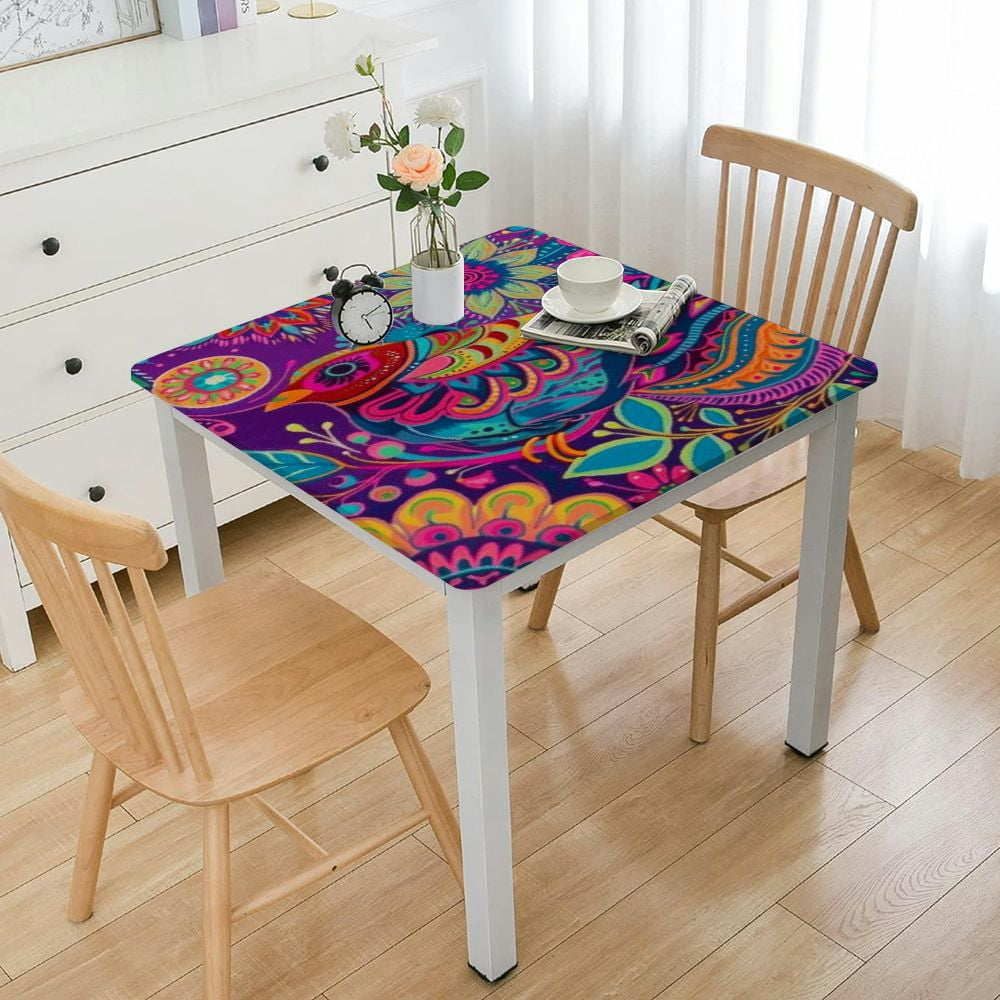 nygtbtfer Colorful Flowers Round Tablecloth Table Cloth Curly Ethnic ...