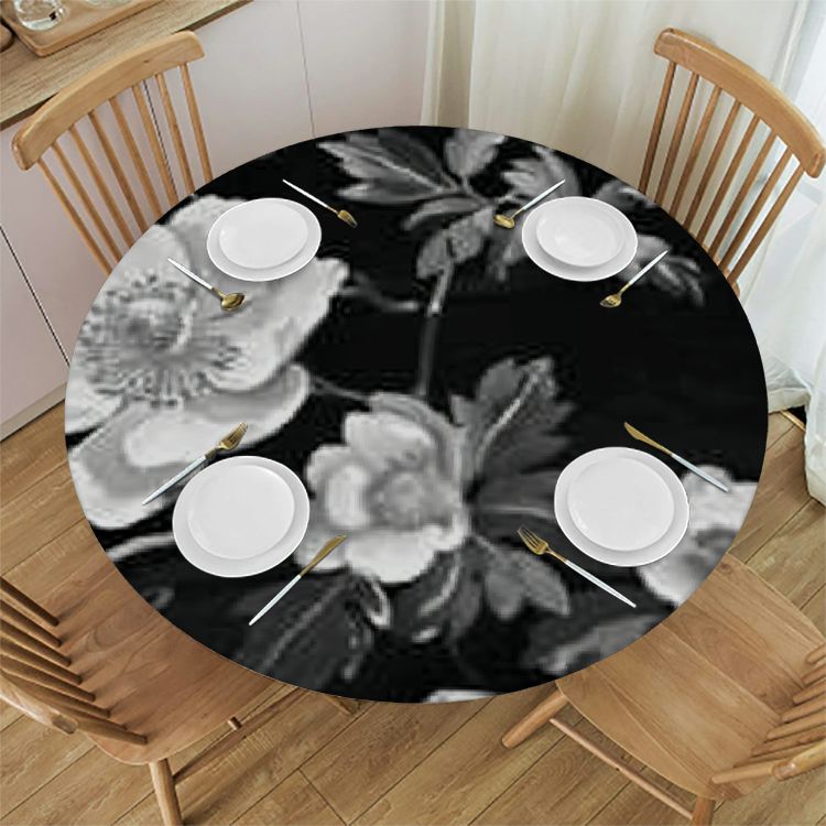 nygtbtfer Cute Flowers Round Fitted Tablecloth with Elastic Edge ...
