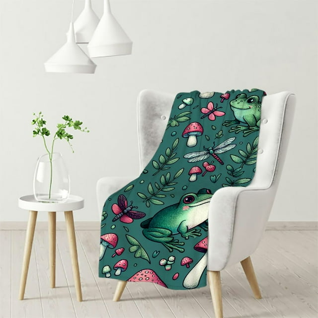 nygtbtfer Cute Frog Mushroom Blanket Loves Kawaii Frogs Gifts for Kids ...