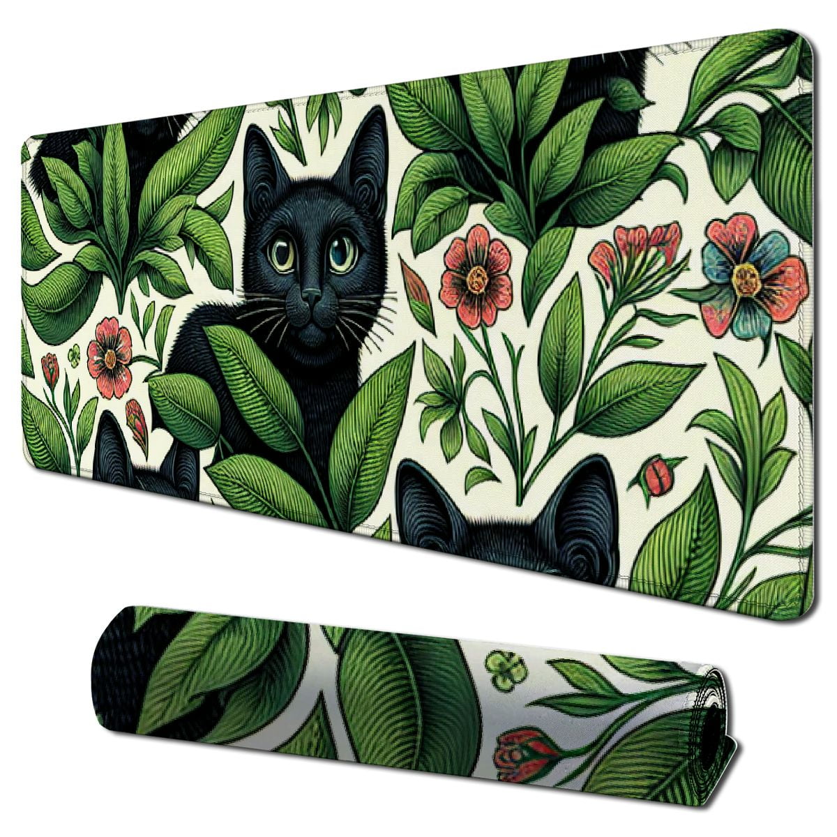 nygtbtfer Cute Green Leaves Desk Mat Kawaii Anime Mouse Pad Extended ...