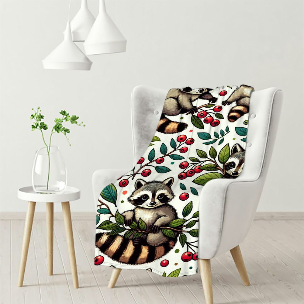 nygtbtfer Cute Raccoons Plush Blanket Cartoon Raccoon Sherpa Blanket ...