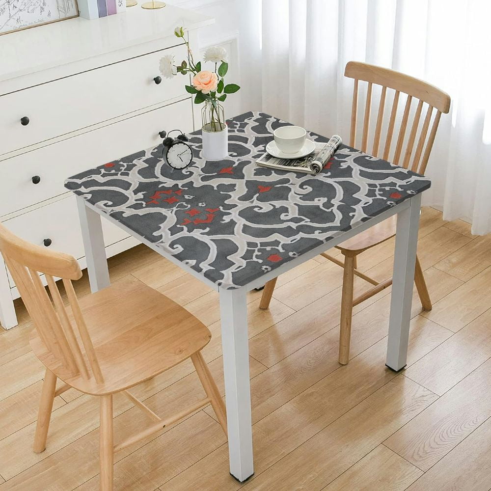 nygtbtfer Decorative Elastic Edged Fitted Table Colth,Grey Indoor ...