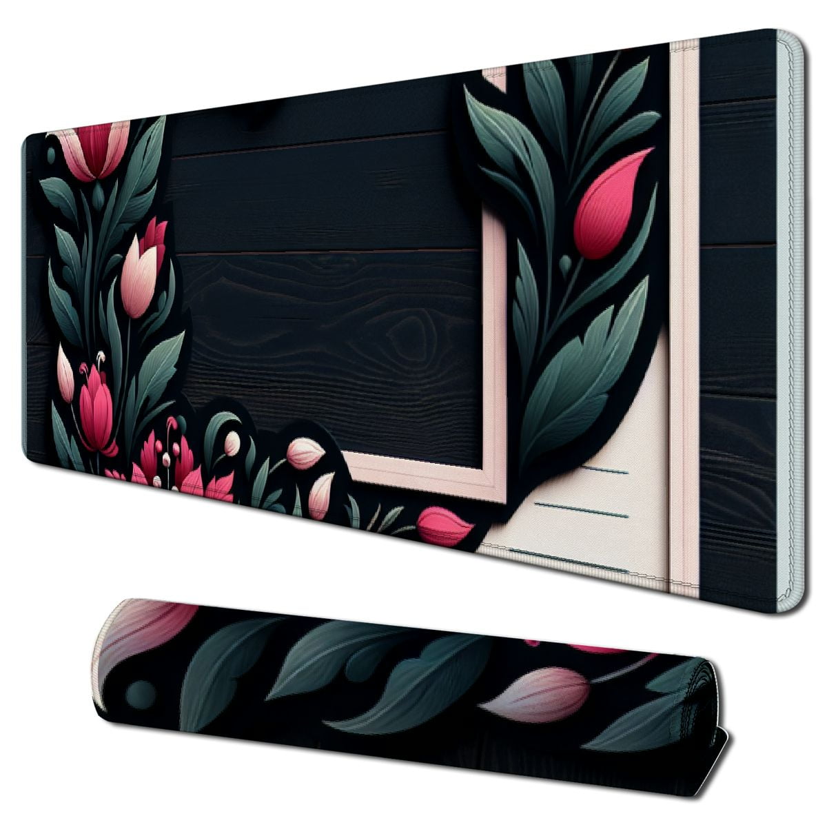 nygtbtfer Desk Pad Mat Gaming Mouse Pads with Coasters, Colored Floral ...