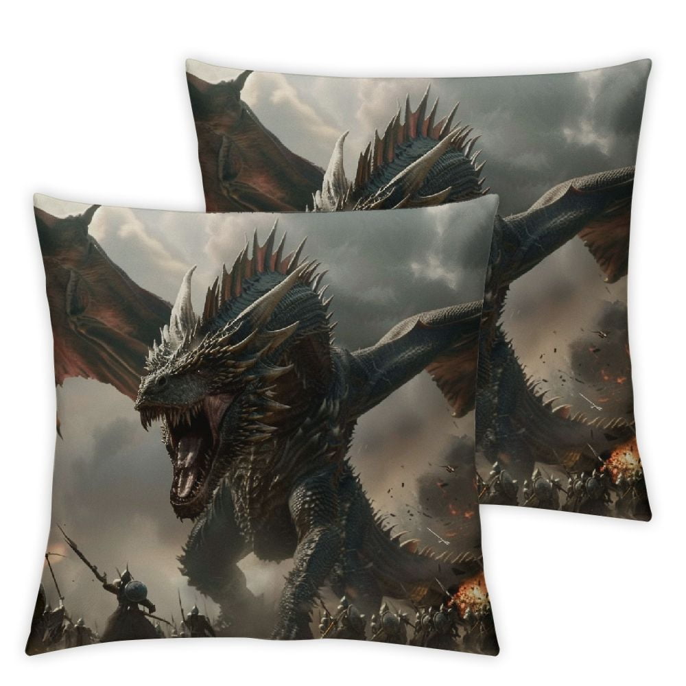 nygtbtfer Dragon Throw Pillow Covers Pack of 2 Mythical Animal Dark Sky ...