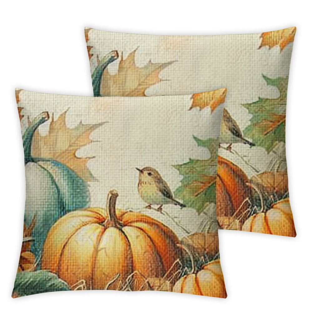 nygtbtfer Fall Pillowcase Teal Orange White Green Pumpkins Decorative ...