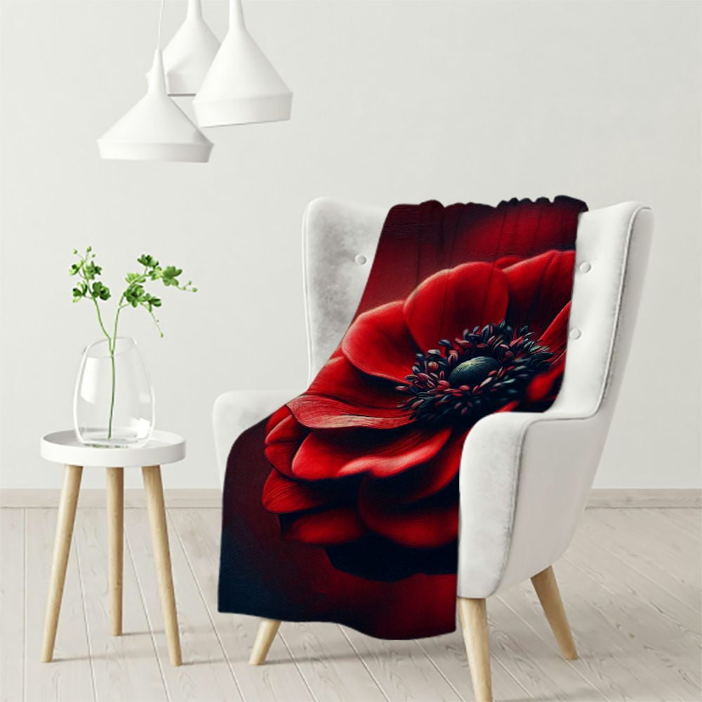 nygtbtfer Flannel Fleece Sofa Blanket Red Poppy Flower Throw Blanket ...