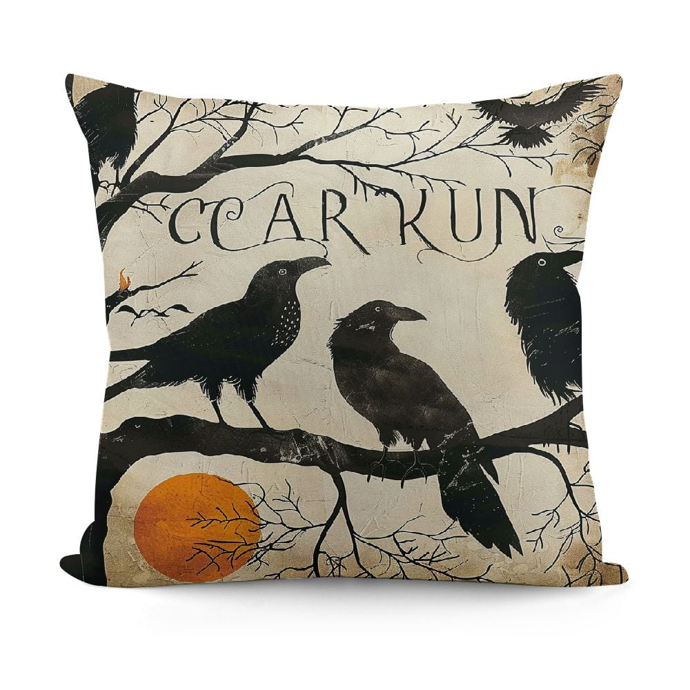 nygtbtfer Halloween Crows Gather Here Throw Pillow Cover, Dead Tree ...