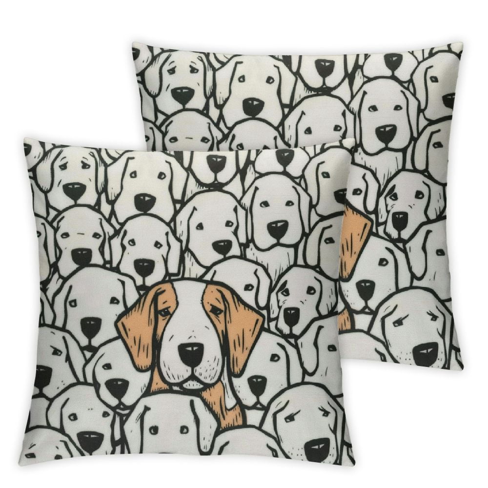 nygtbtfer Hand Drawn Cute White Dogs Dense Big Eyes Dog Pillowcases ...
