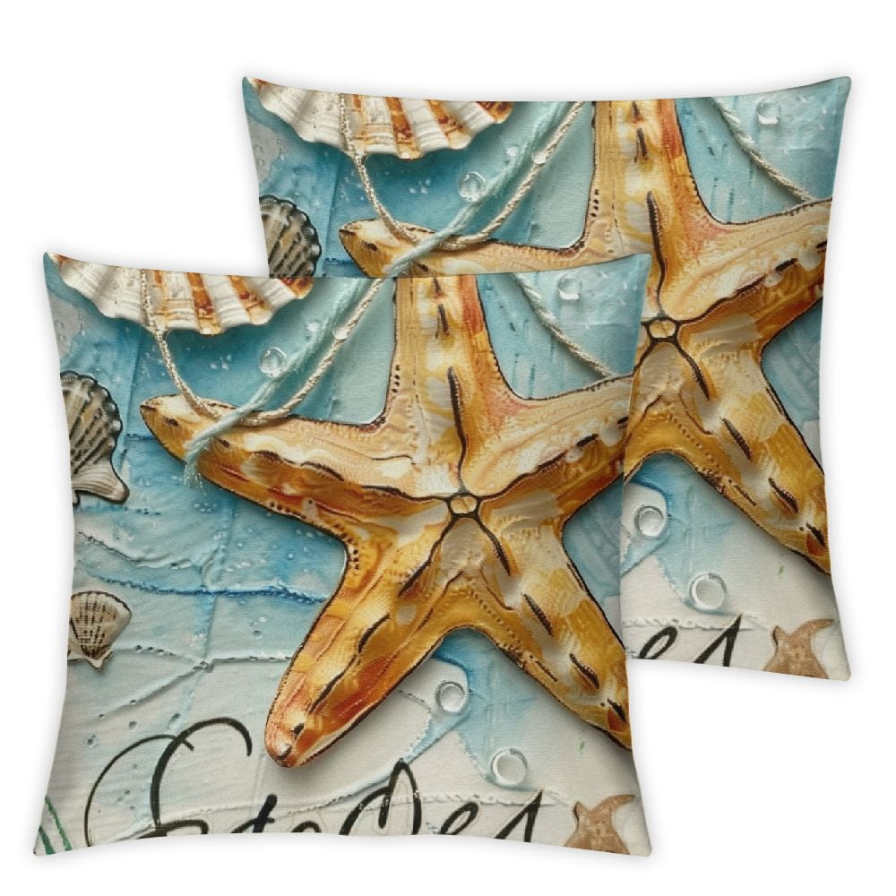 nygtbtfer Hello Summer Beach Coastal Decorative Throw PillowSet of 2 ...