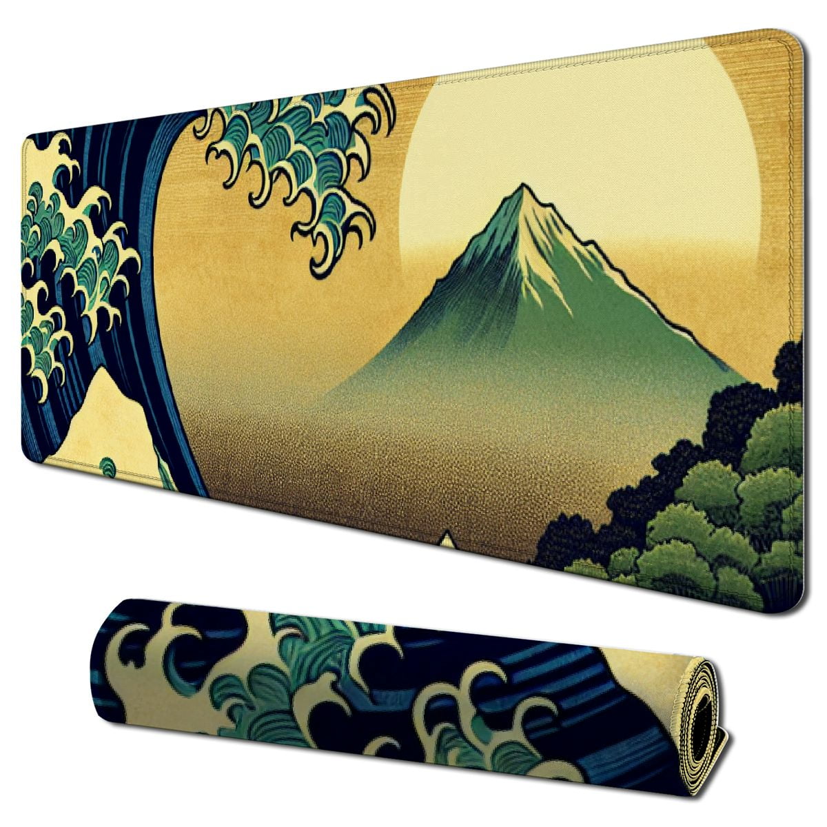 nygtbtfer Kanagawa Wave Large Gaming Mouse Pad, Non-Slip Rubber Base ...