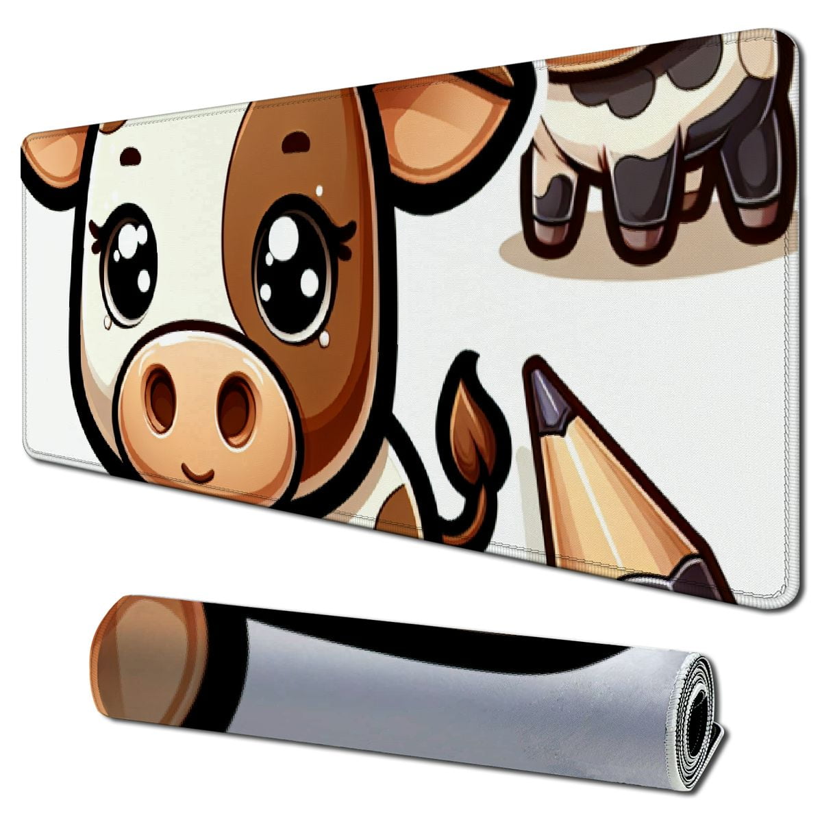 nygtbtfer Laptop Mouse Pad Farm Brown Black Cows Desk Mat with Stitched ...