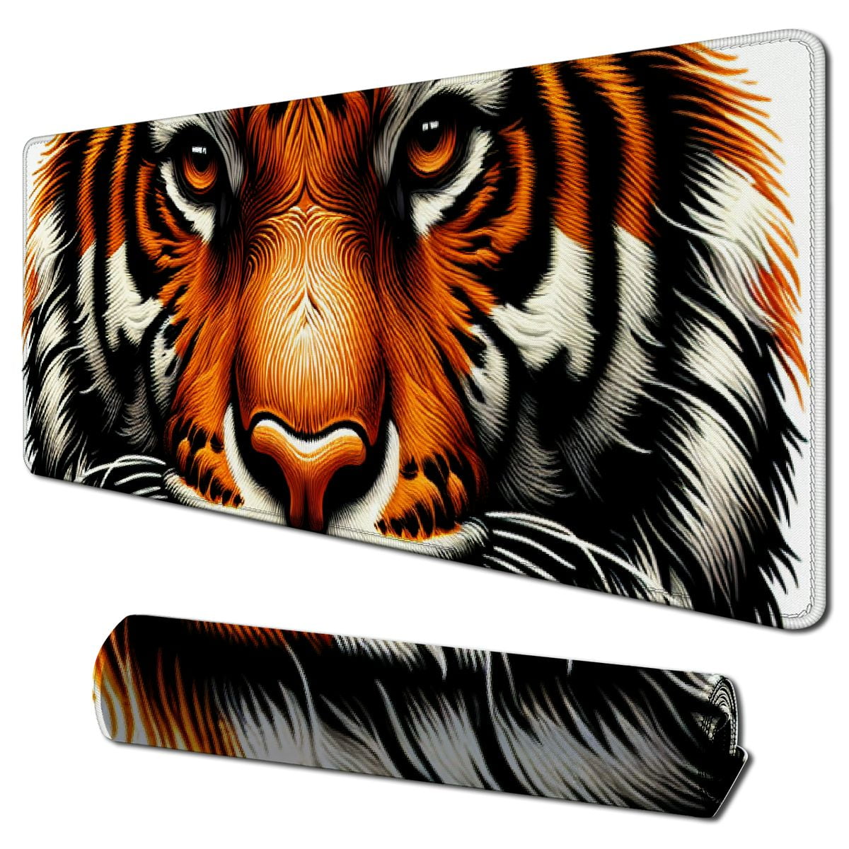 nygtbtfer Little Fat Tiger Head&* Mouse Pad. with Stitched Edges and ...