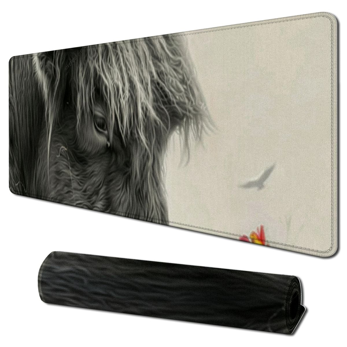 nygtbtfer Mouse Pad Farmhouse Highland Cow Cattle with Flowers ...